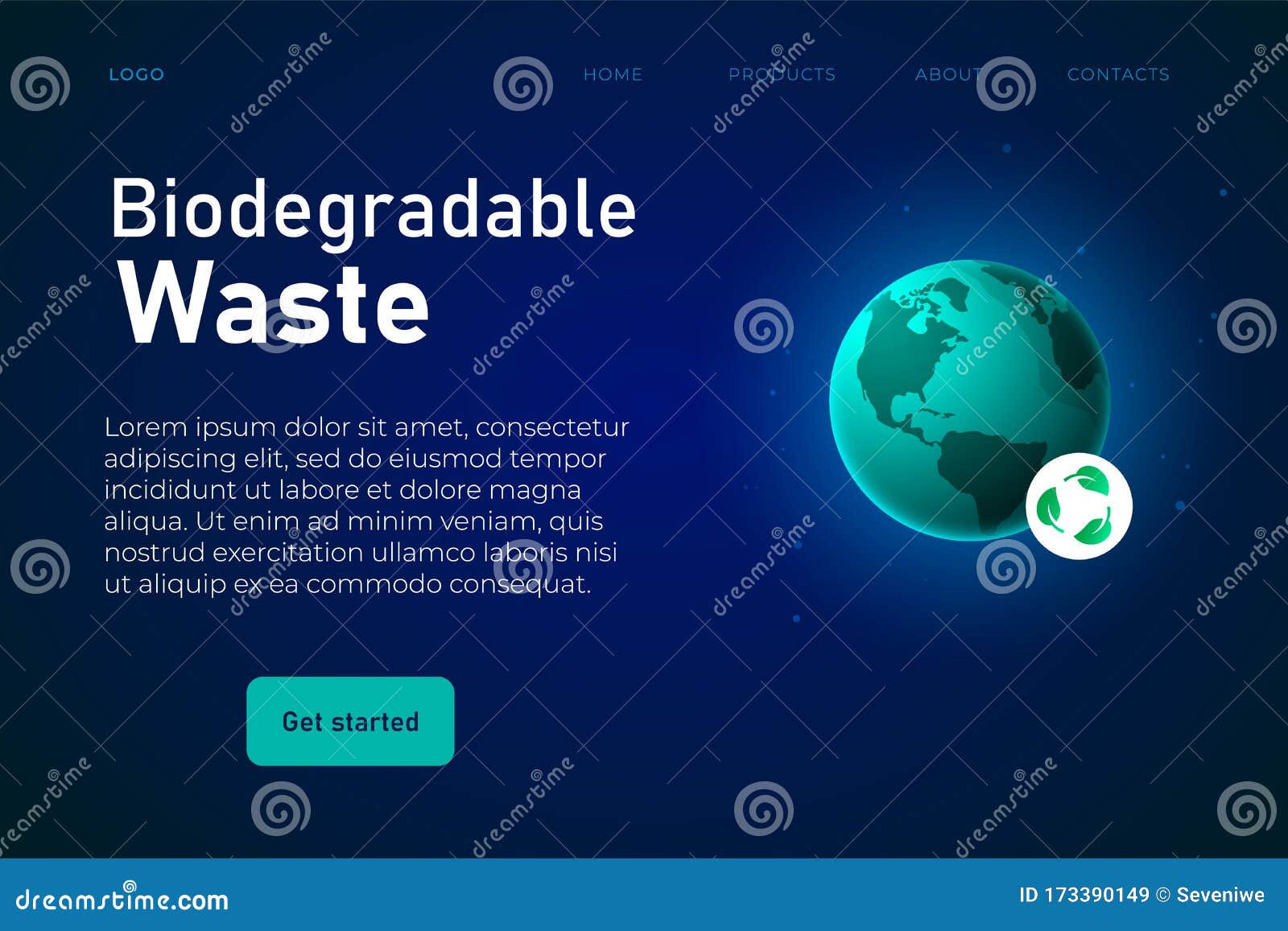 Biodegradable Waste Title on Webpage Header with 3d Earth in Poisonous ...