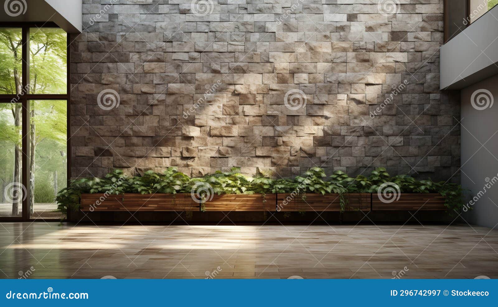 Biodiversity: 3d Rendered Interior of Modern House with Rustic Texture ...