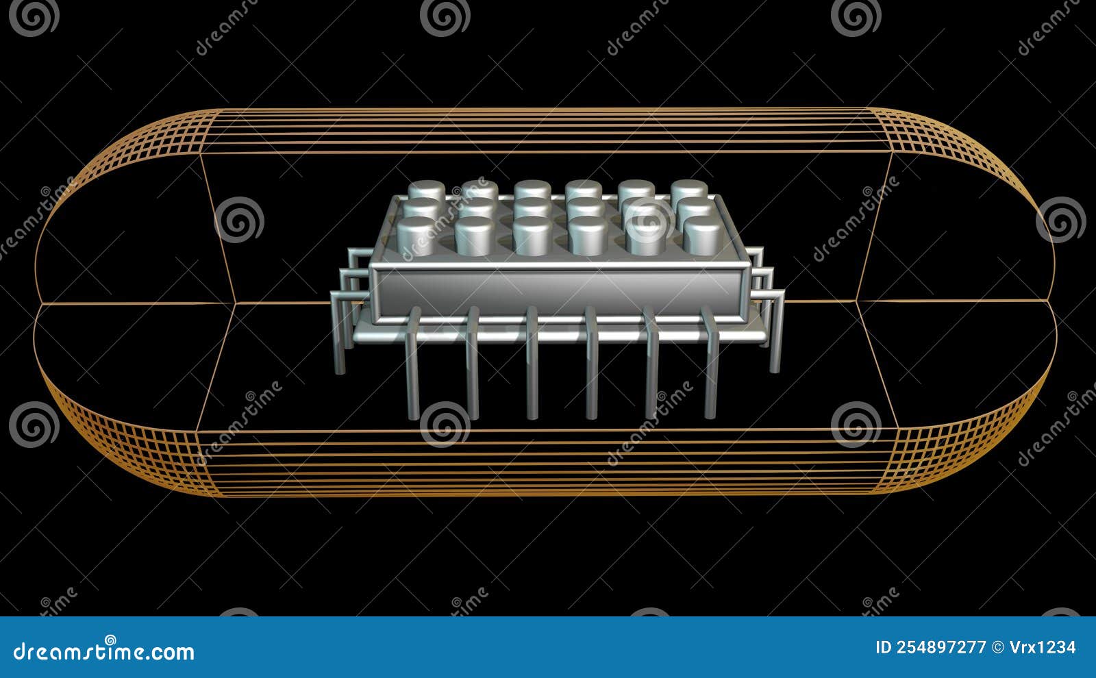 Bioelectronics . Microchip in Pill Capsule. View 3 Stock Illustration ...