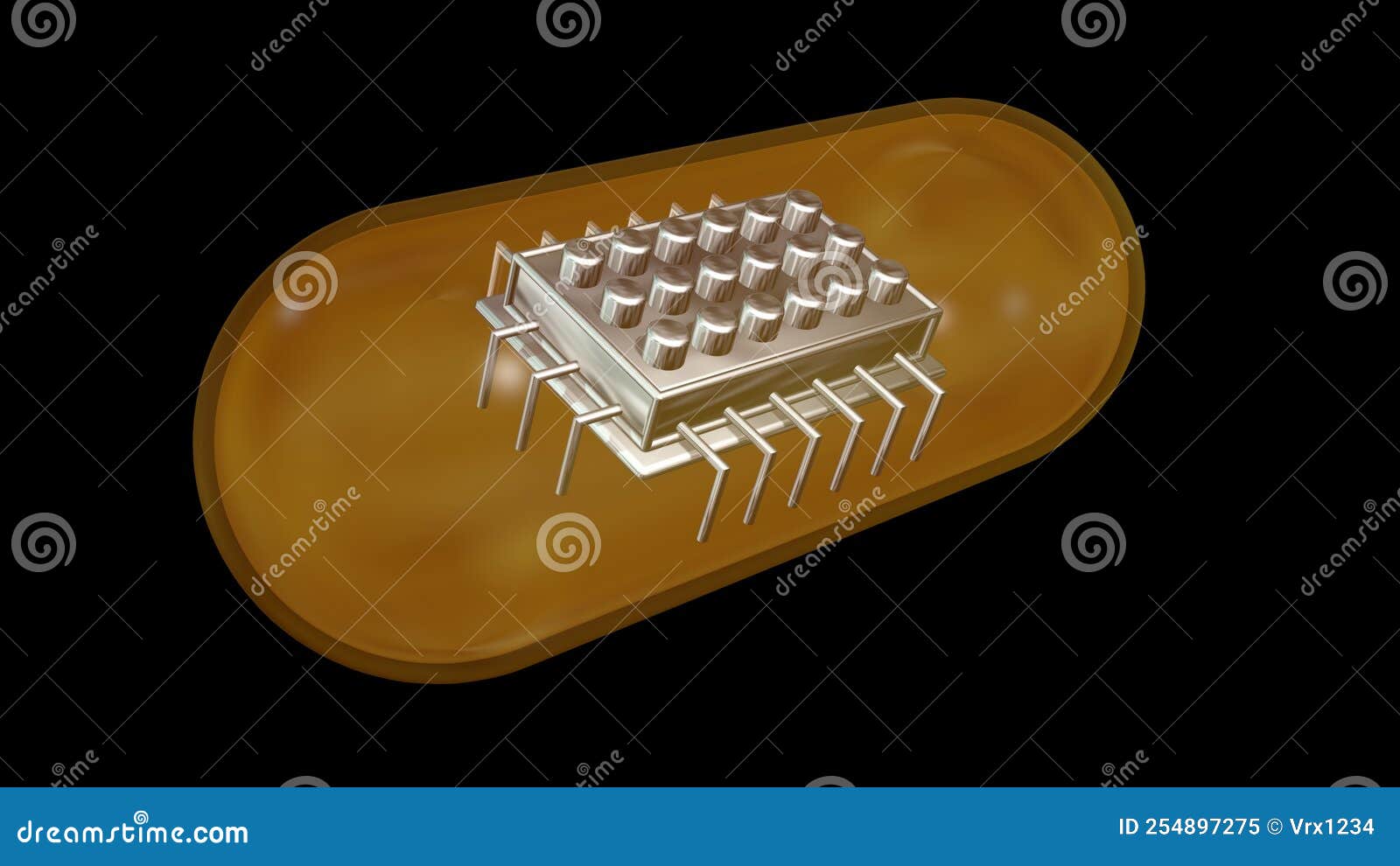 Bioelectronics . Microchip in Pill Capsule. View 4 Stock Illustration ...