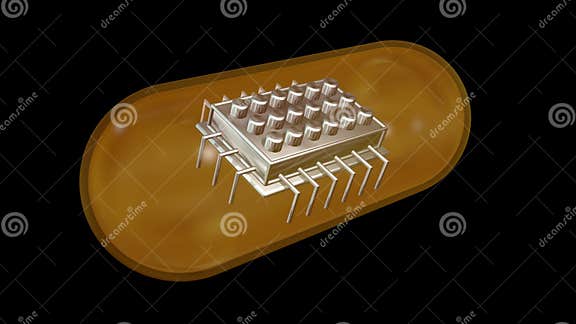 Bioelectronics . Microchip in Pill Capsule. View 4 Stock Illustration ...