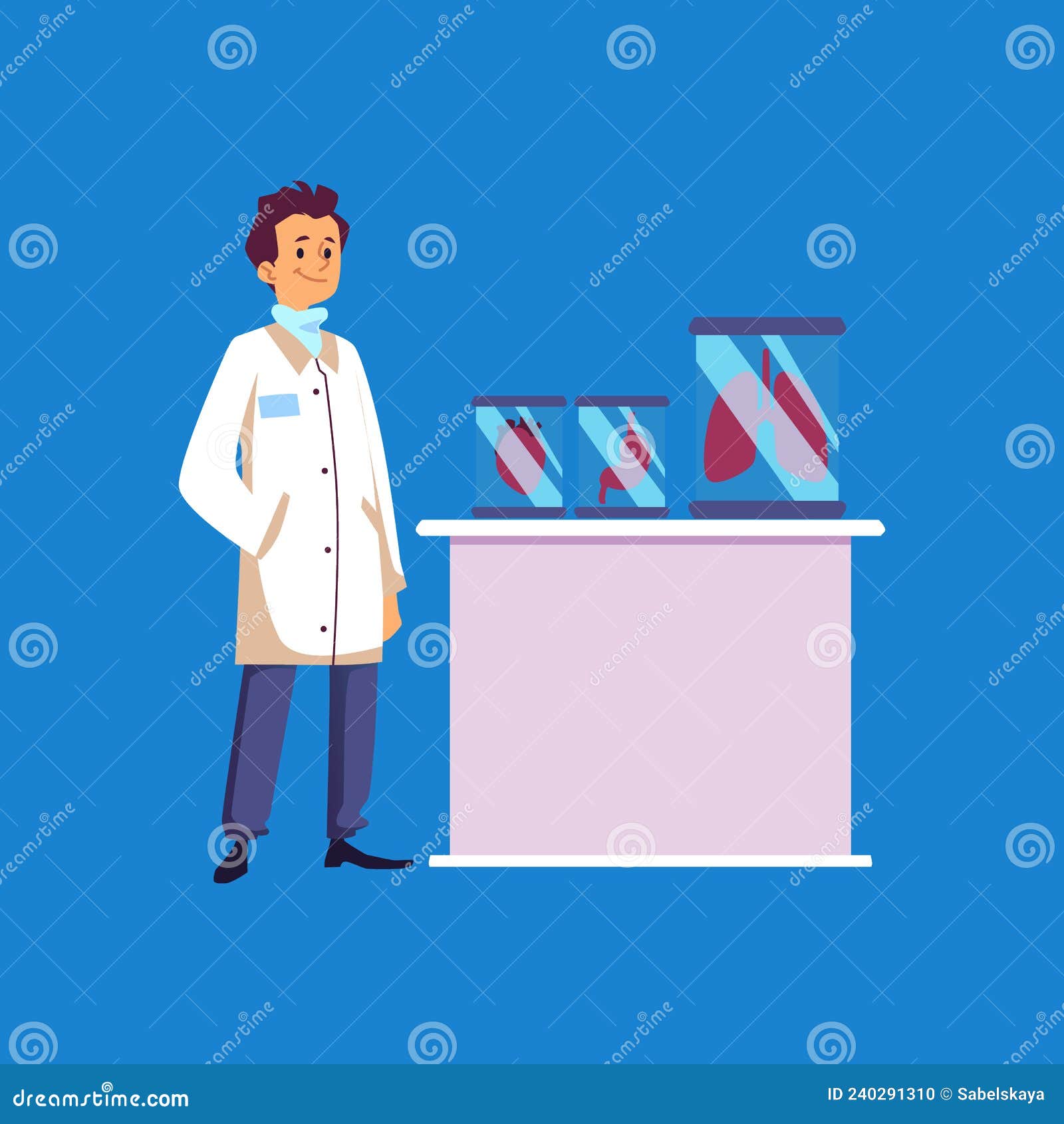 Bioengineer Grows Organs for Transplantation, Flat Vector Illustration ...