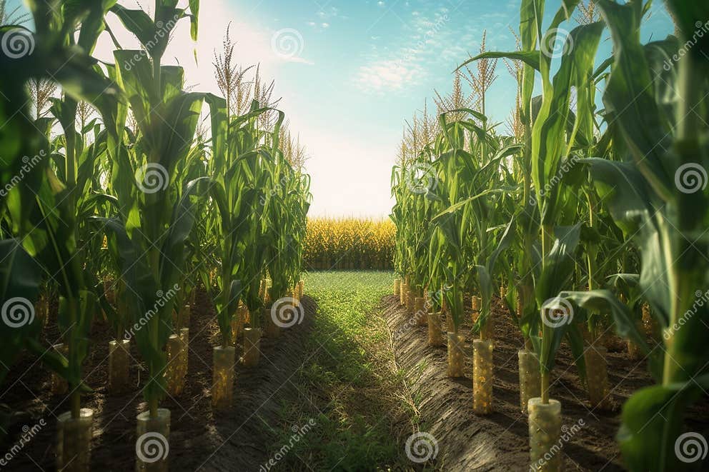 Bioengineered Corn Growing in a Test Field Stock Image - Image of field ...