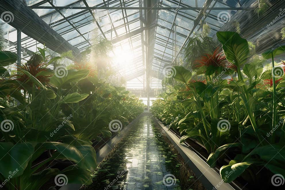 Bioengineered Crops Growing in a High-tech Greenhouse Stock Image ...