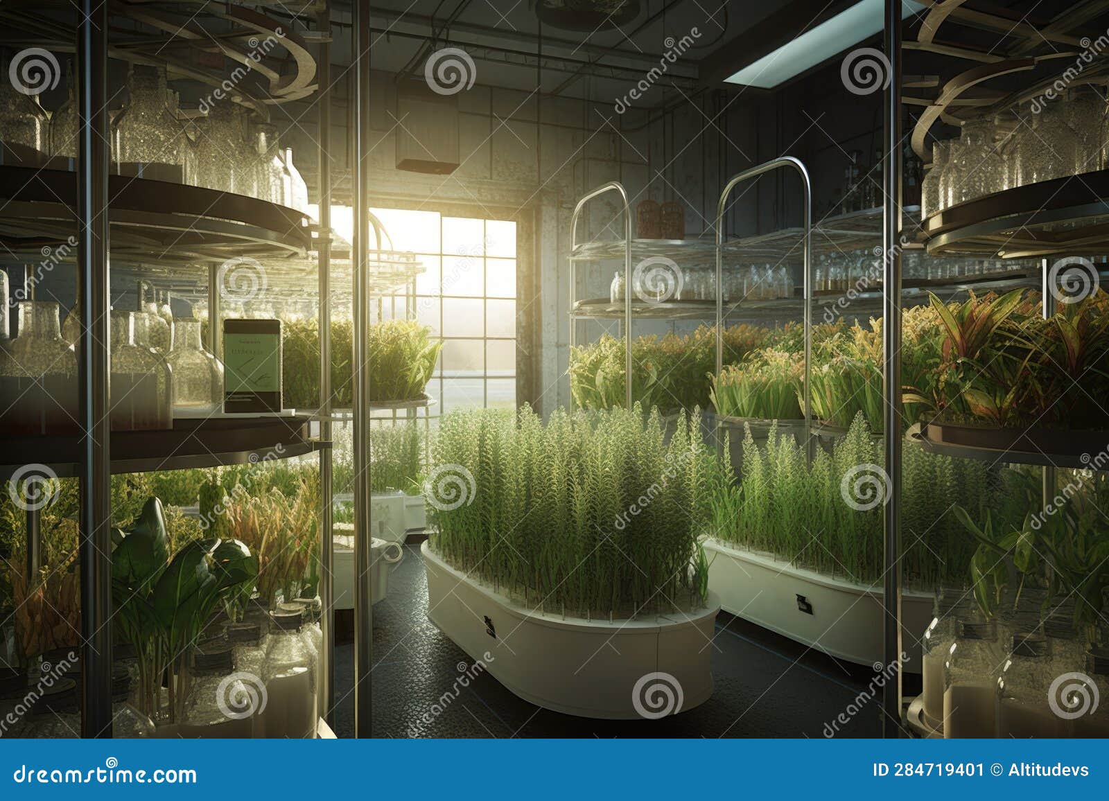 Bioengineered Crops Growing in a Laboratory Stock Illustration ...