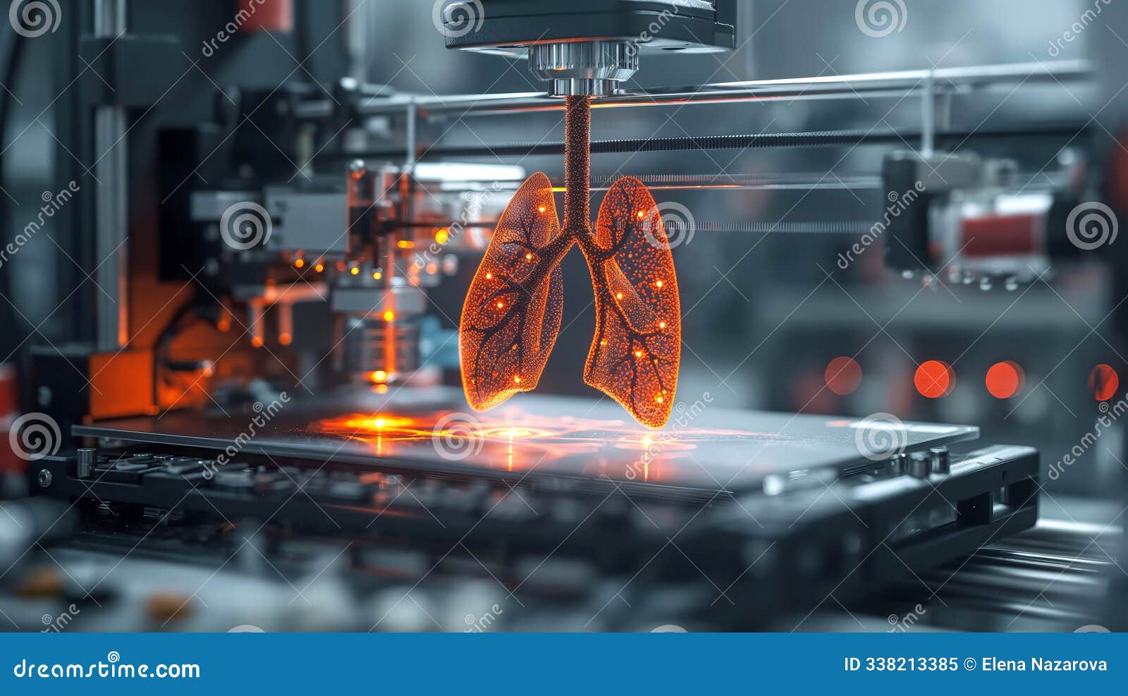 Bioengineered 3D Printer Produces a Human Lungs. Genetic Futuristic ...