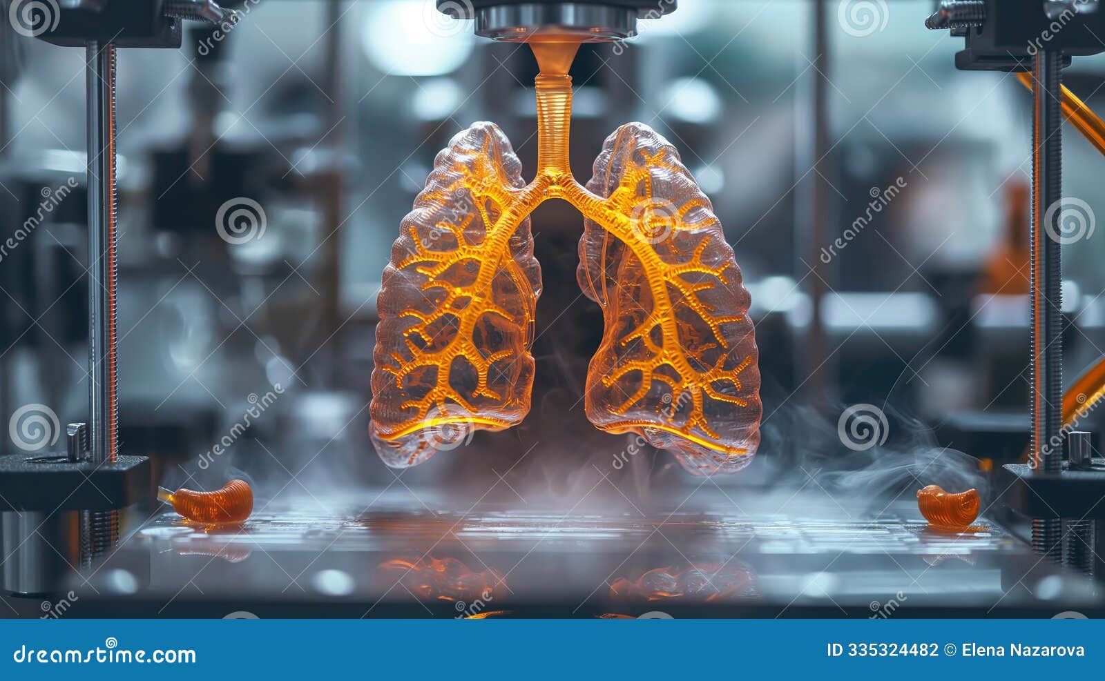 Bioengineered 3D Printer Produces a Human Lungs. Genetic Futuristic ...