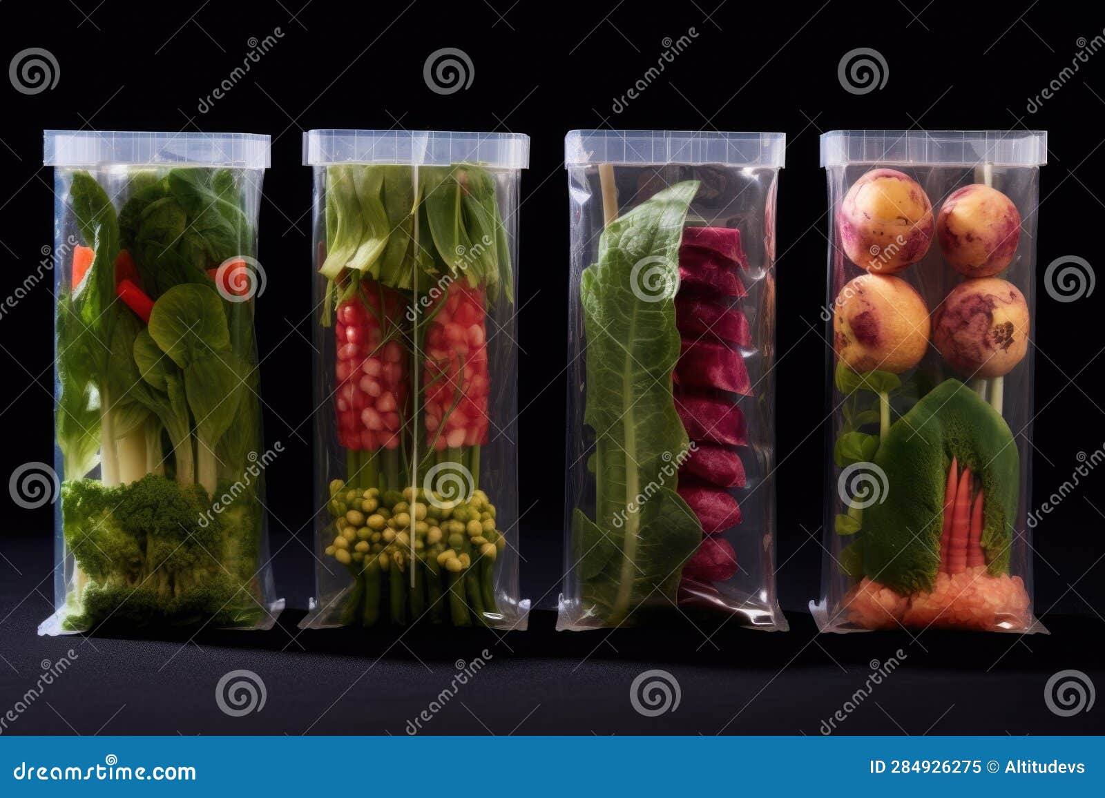 Bioengineered Food in Sealed, Futuristic Packaging Stock Illustration ...