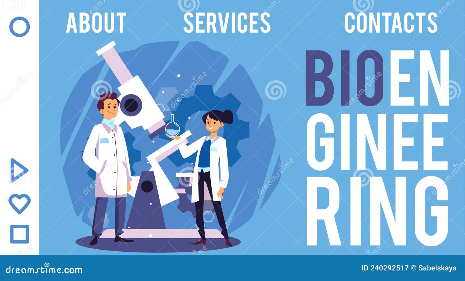 Bioengineering and Biotechnology Website Banner Layout Flat Vector ...