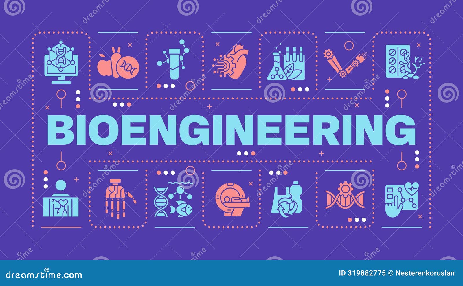 Bioengineering Word Concept Isolated On White Cartoon Vector ...
