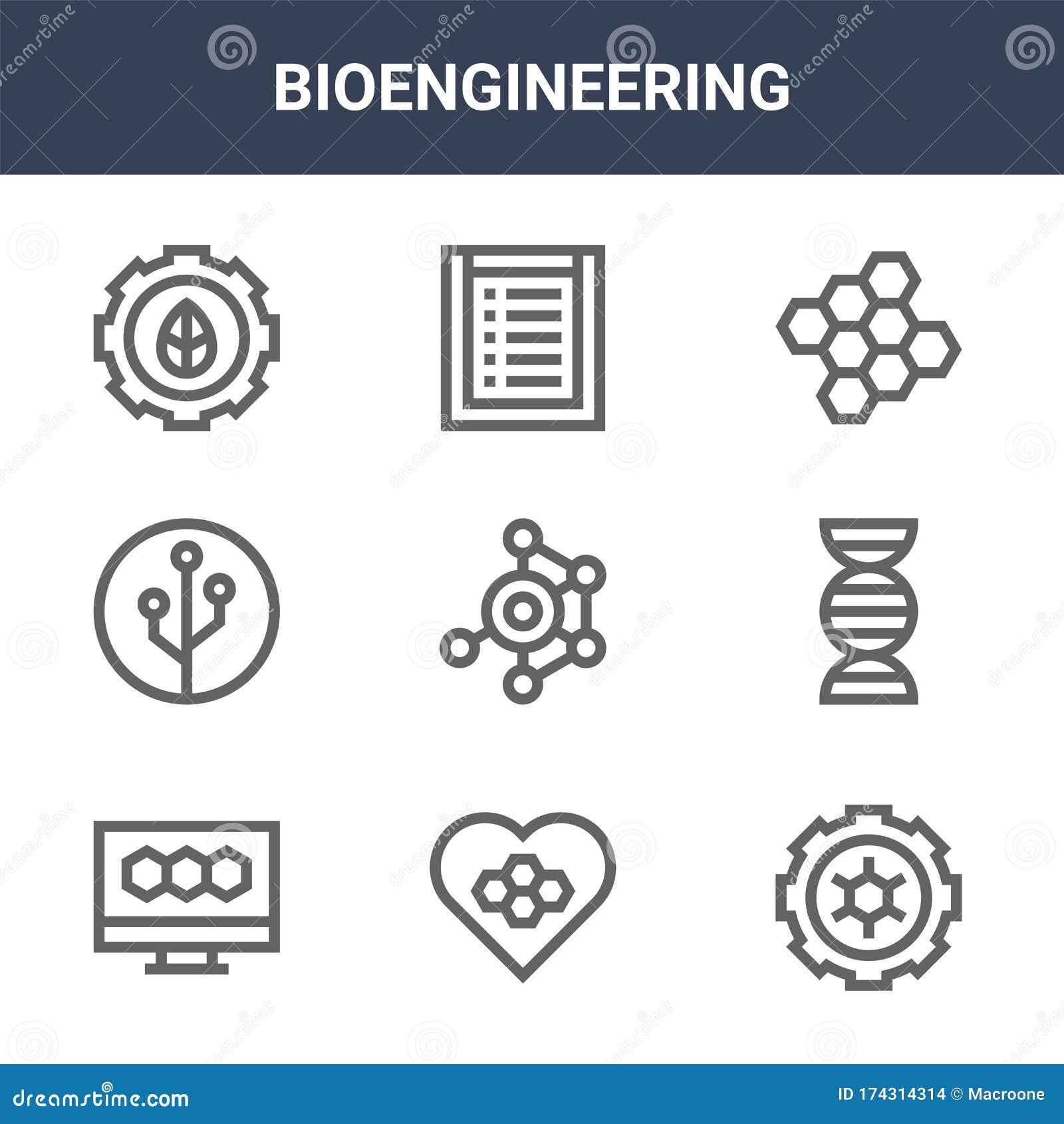 9 Bioengineering Icons Pack. Trendy Bioengineering Icons on White ...