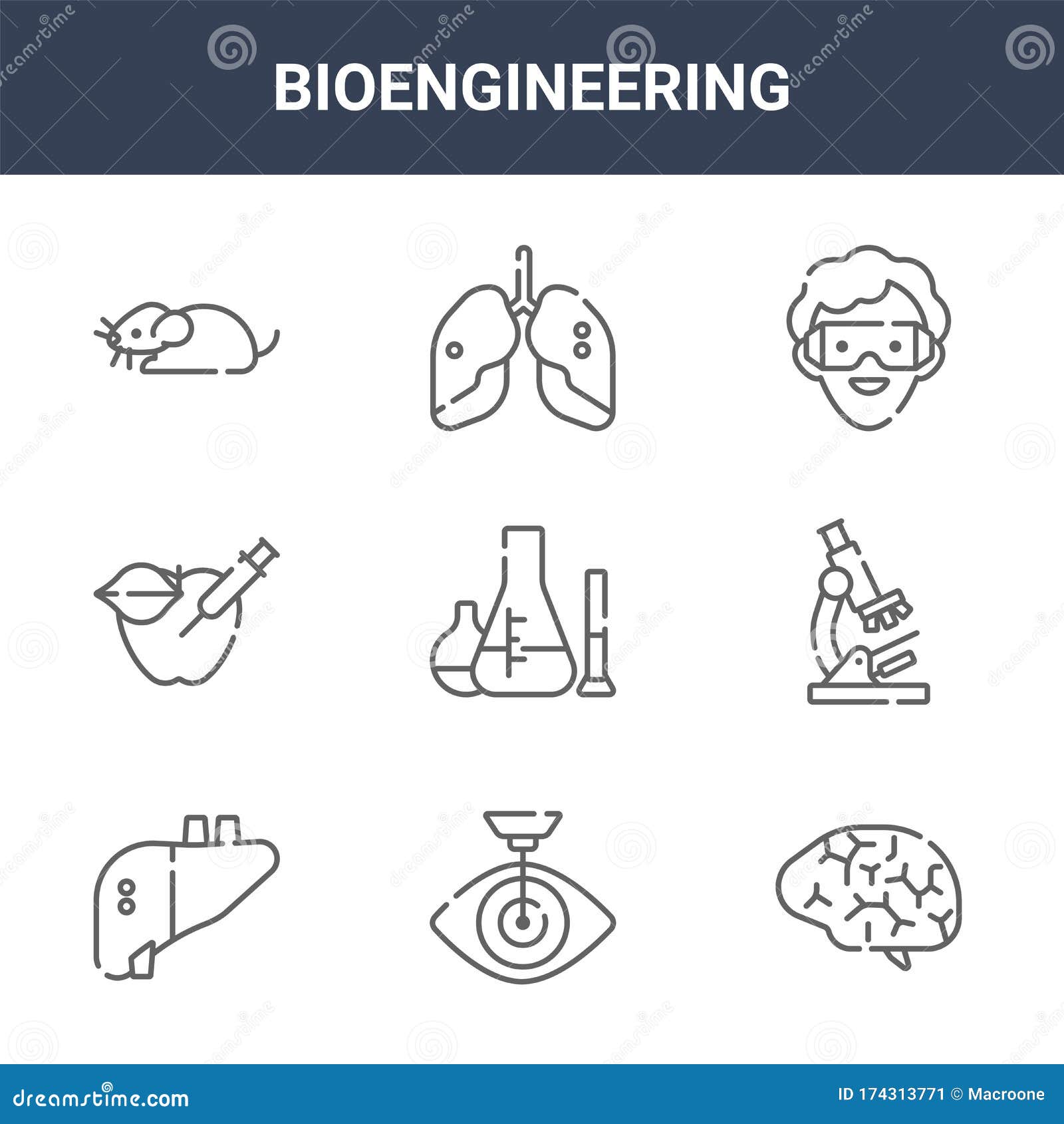 Bioengineering Icons, Signs, Outline Symbols, Concept Linear ...