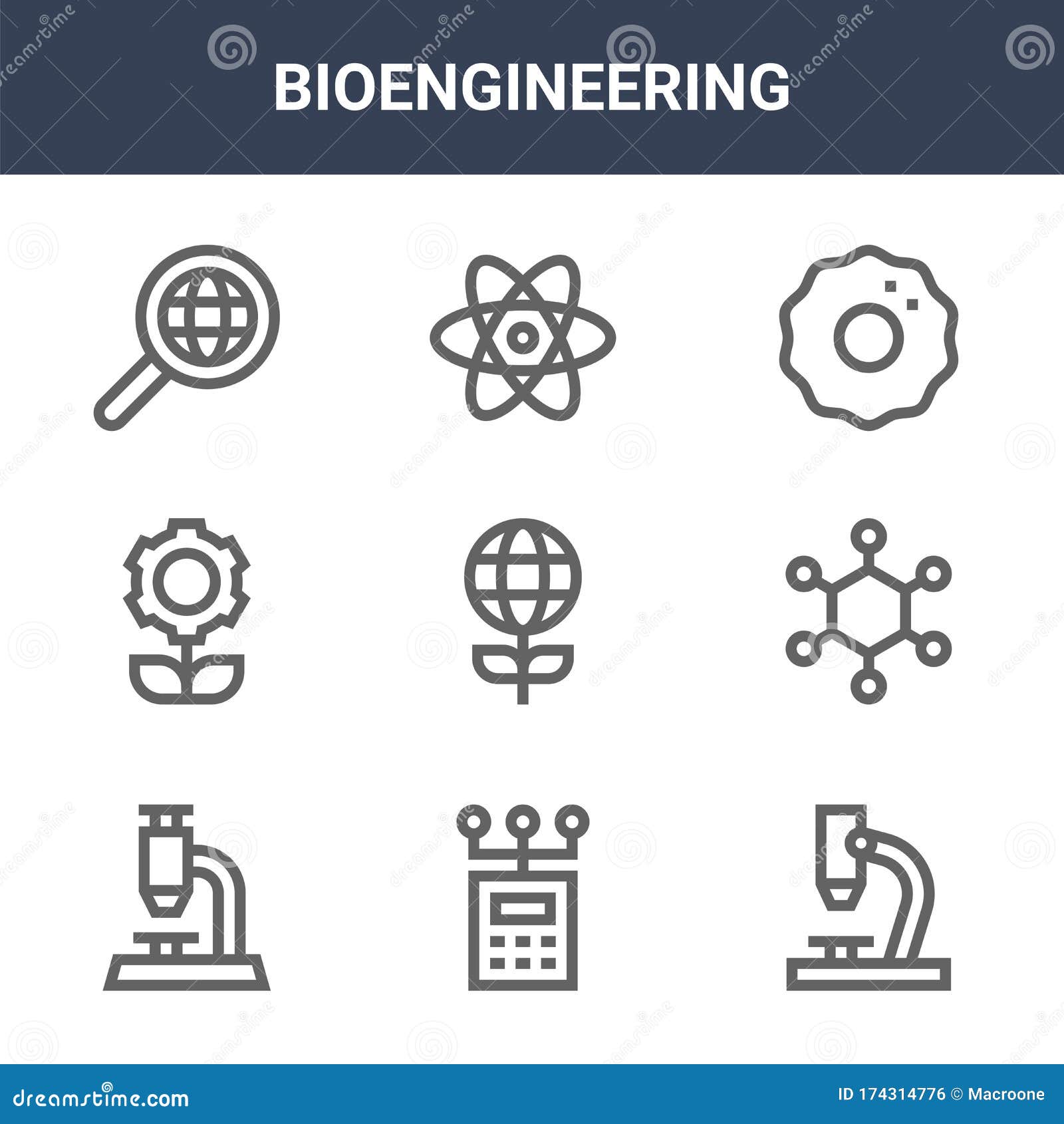 9 Bioengineering Icons Pack. Trendy Bioengineering Icons on White ...