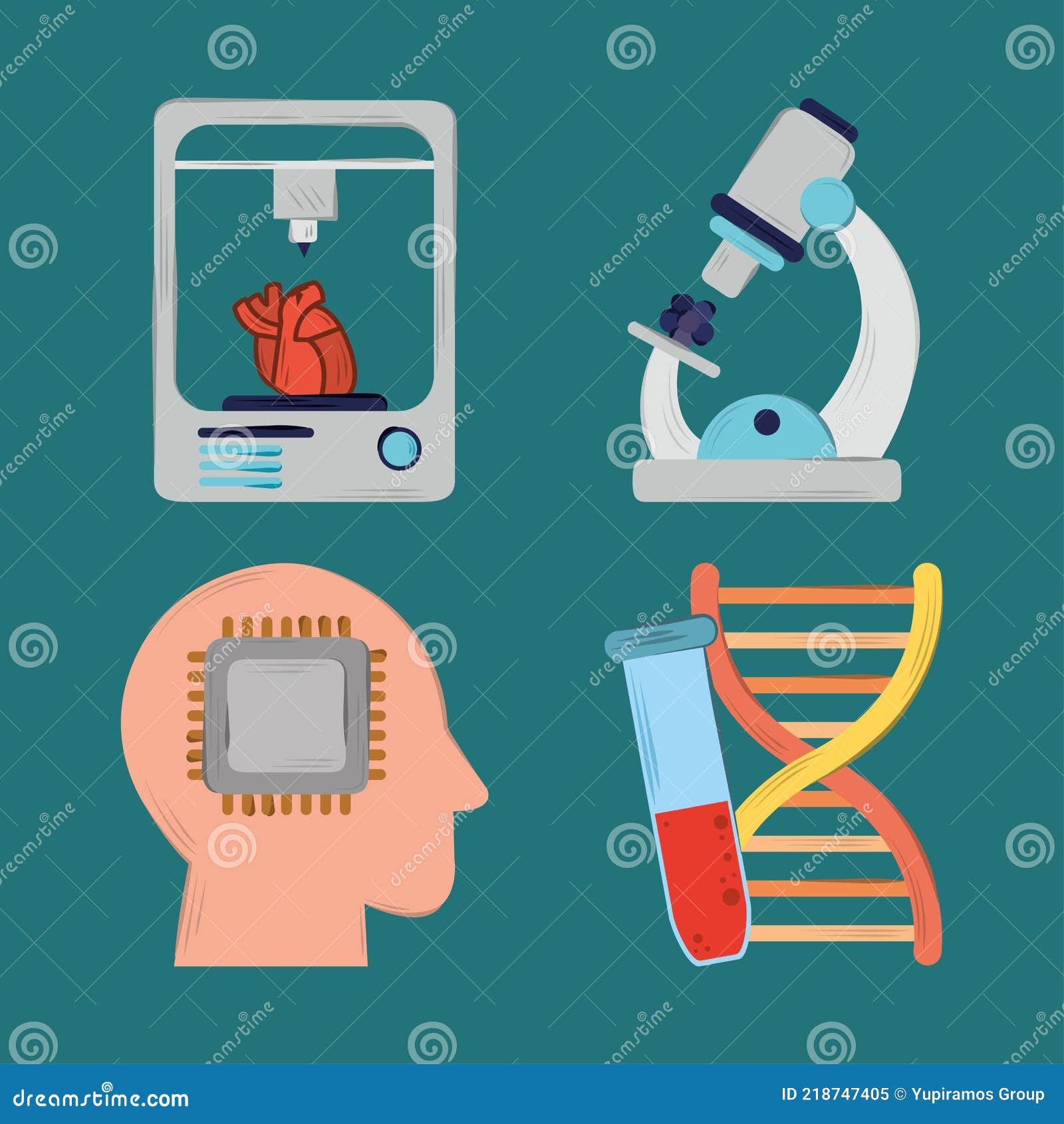 Bioengineering icons set stock vector. Illustration of scientific ...