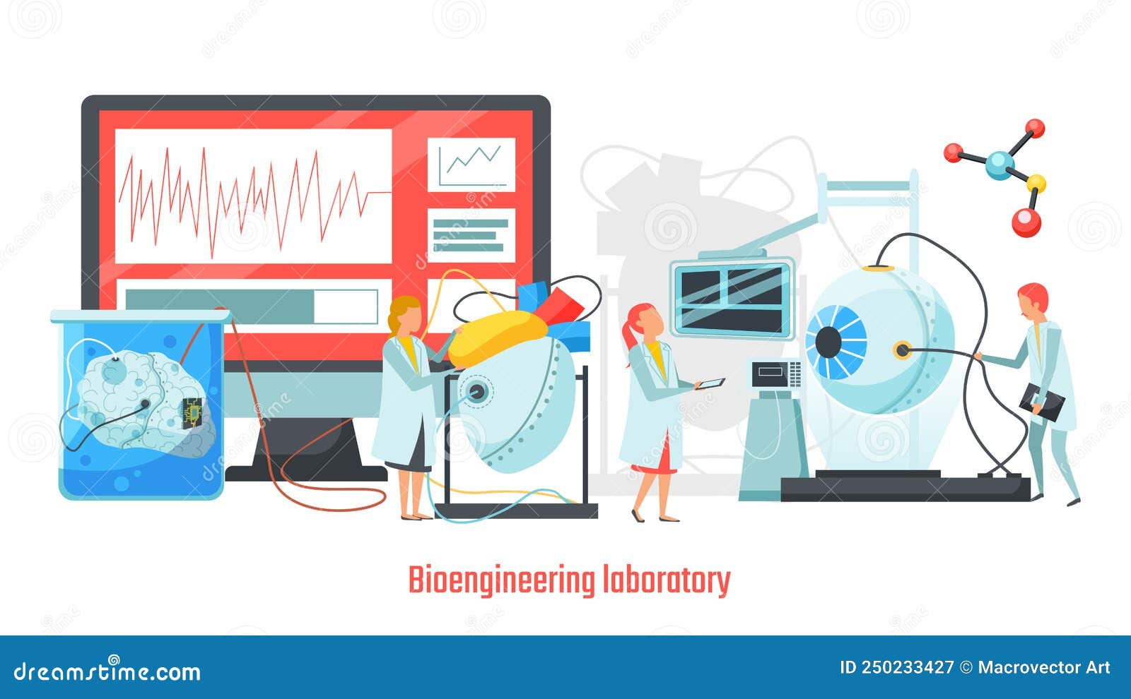 Bioengineering Laboratory Flat Composition Stock Vector - Illustration ...