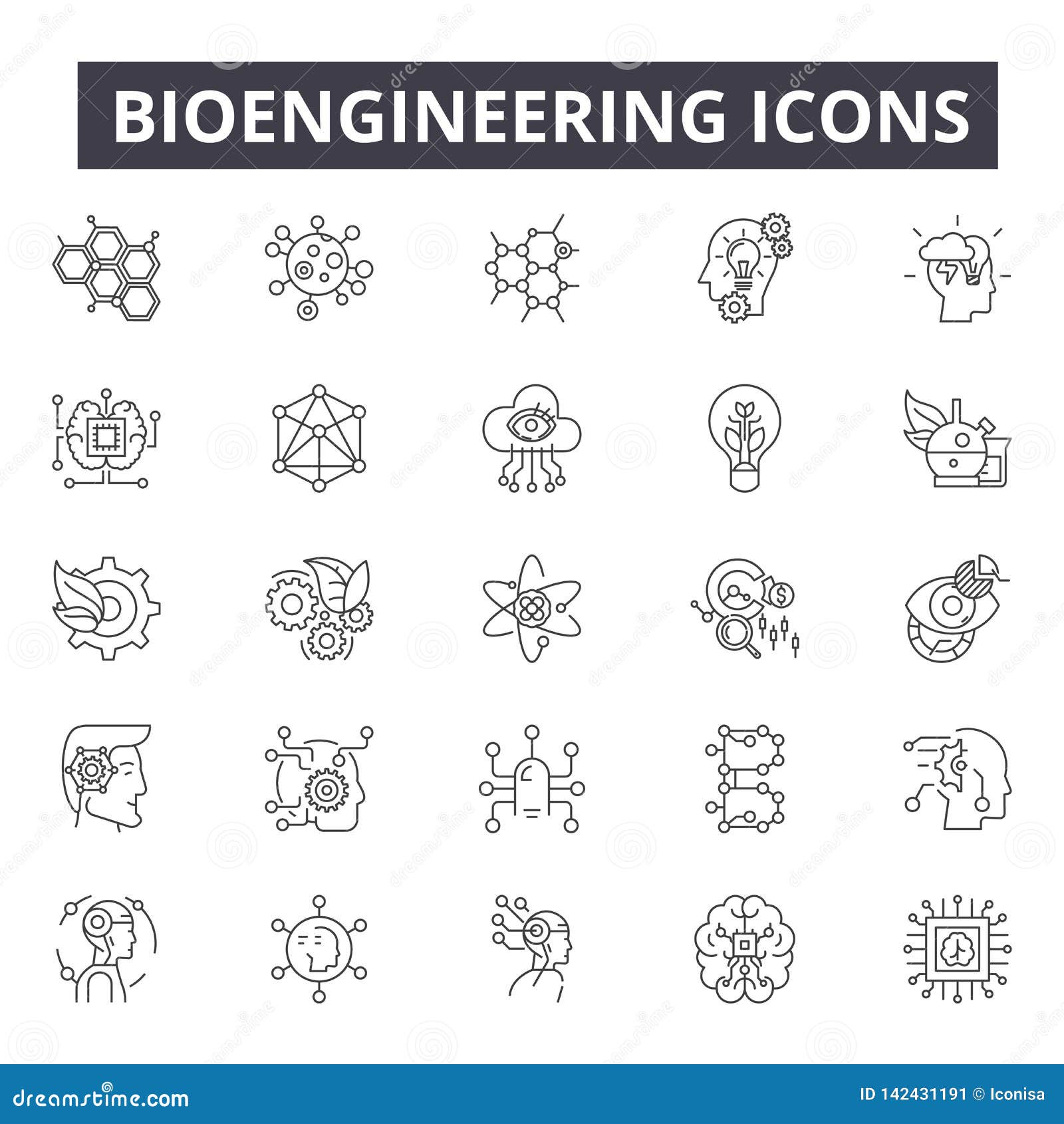 Bioengineering Line Icons for Web and Mobile Design. Editable Stroke ...