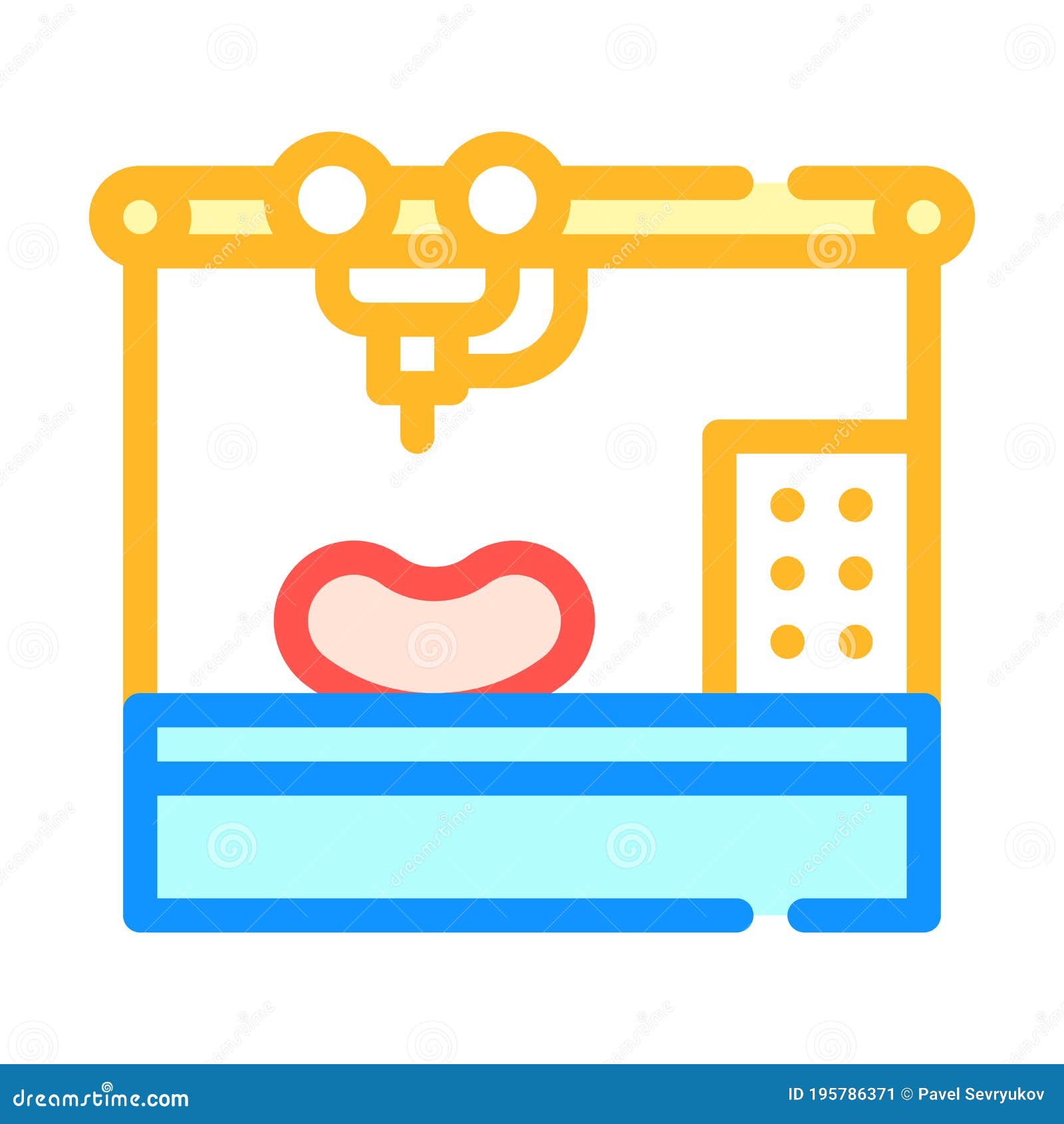 Bioengineering Printing Organs on Printer Color Icon Vector ...