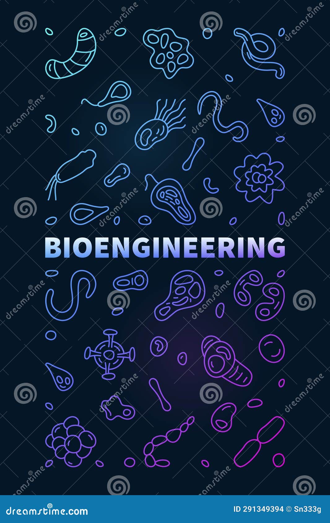 Bioengineering Vector Research Concept Vertical Outline Colored Banner ...