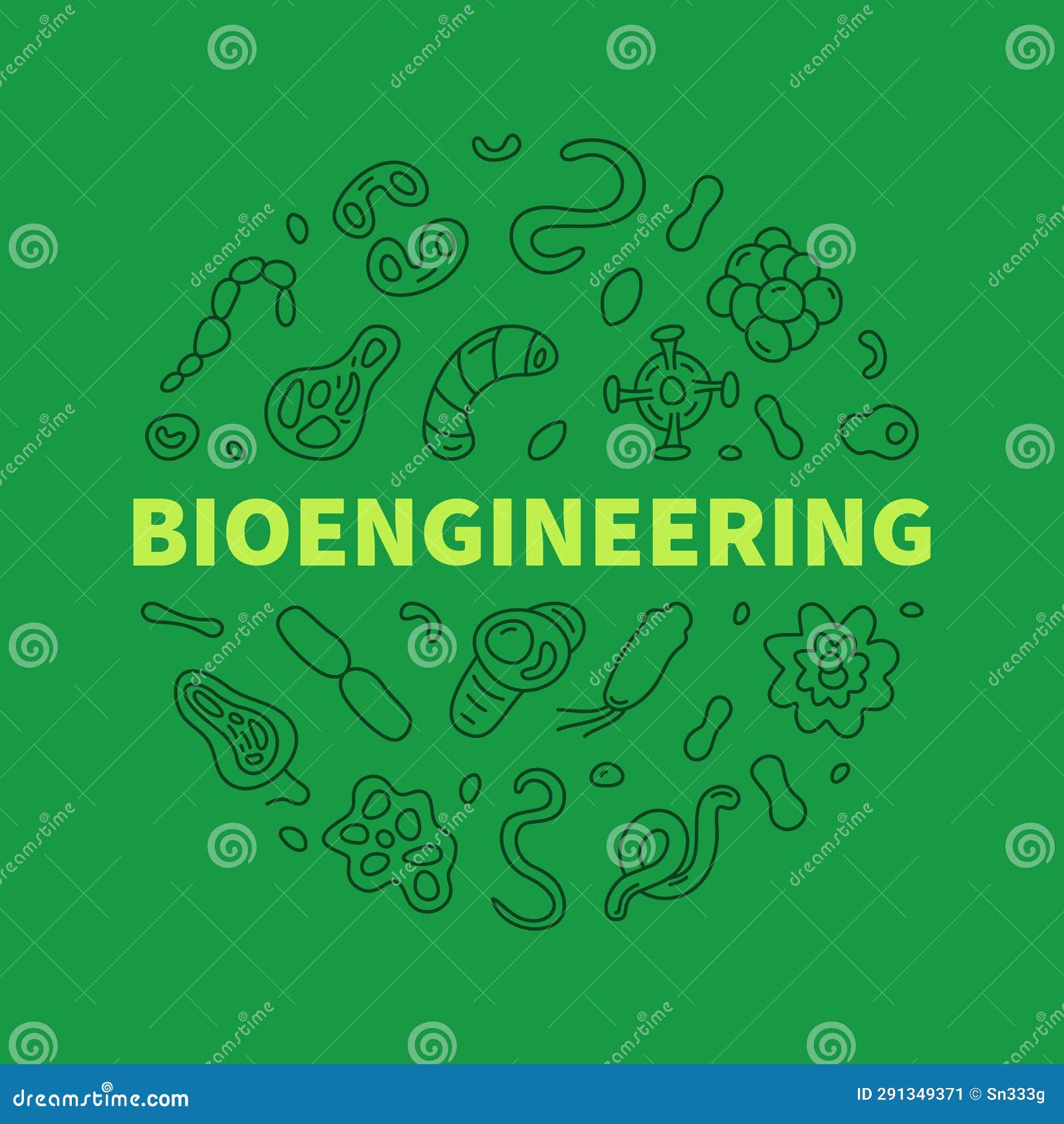 Bioengineering Vector Science Concept Simple Outline Round Banner ...