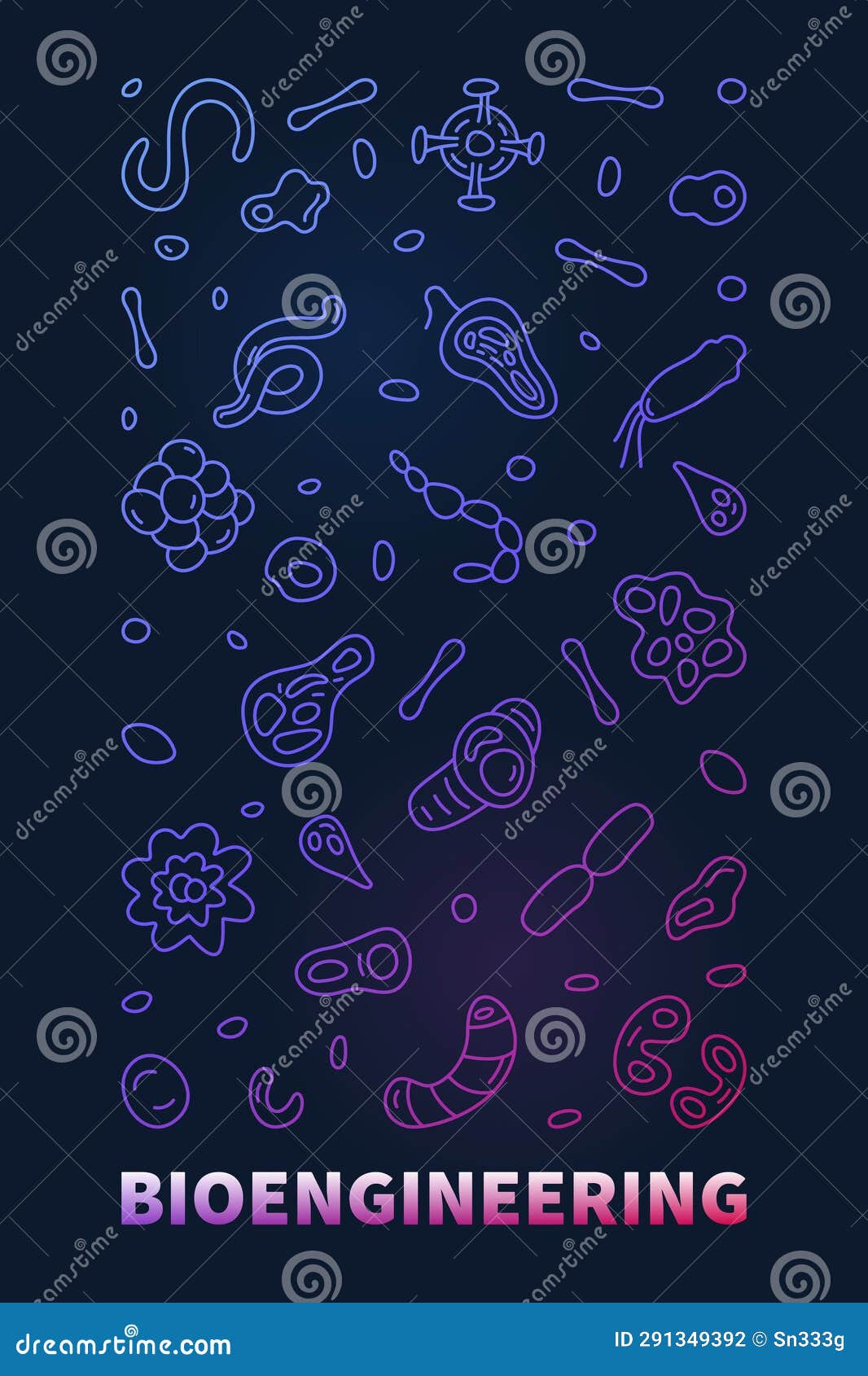Bioengineering Vector Science Concept Thin Line Colorful Vertical ...