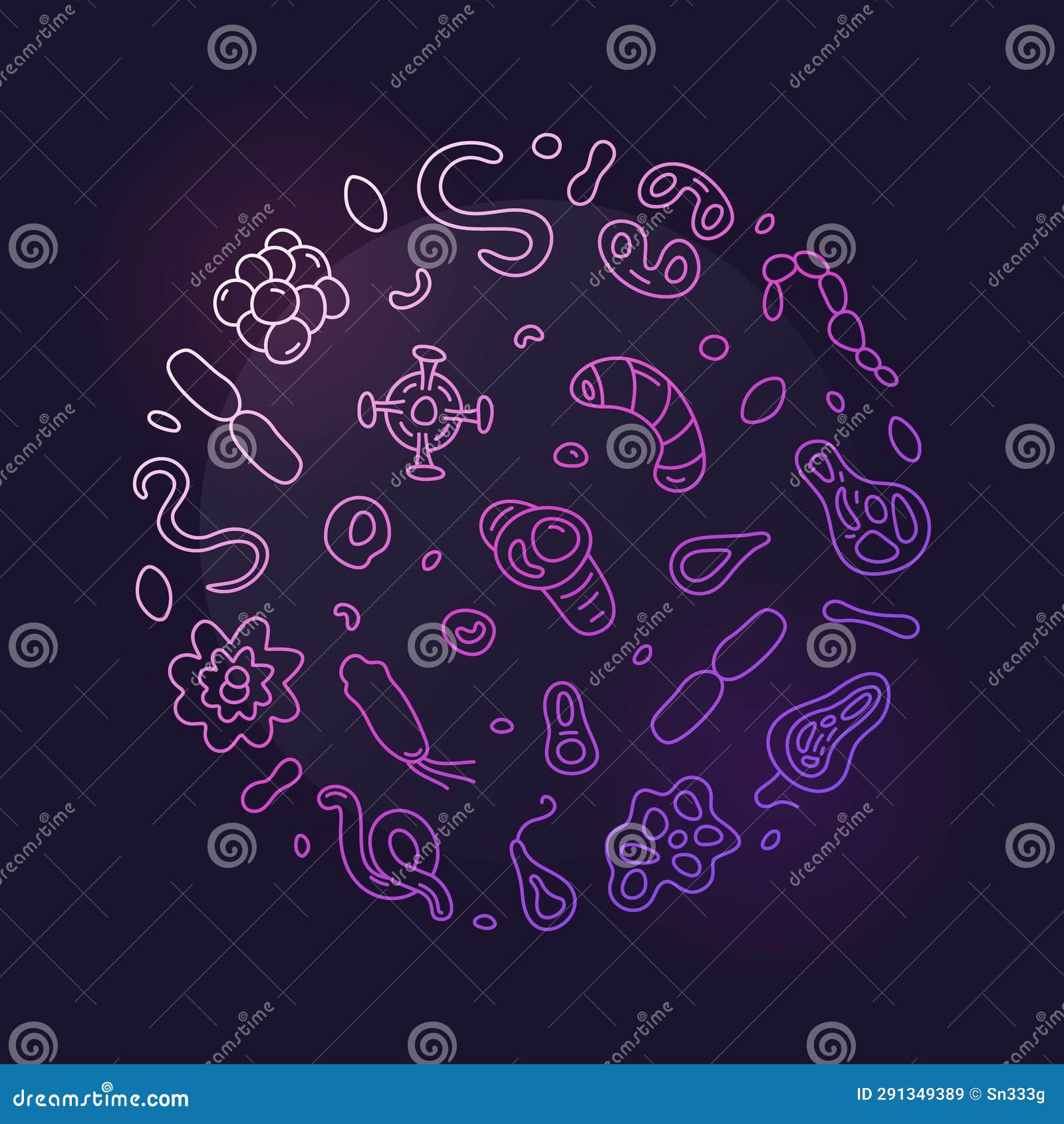 Bioengineering Vector Science Concept Thin Line Purple Round Banner ...