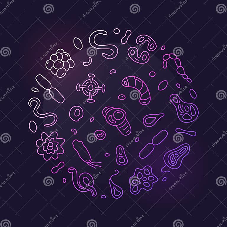 Bioengineering Vector Science Concept Thin Line Purple Round Banner ...