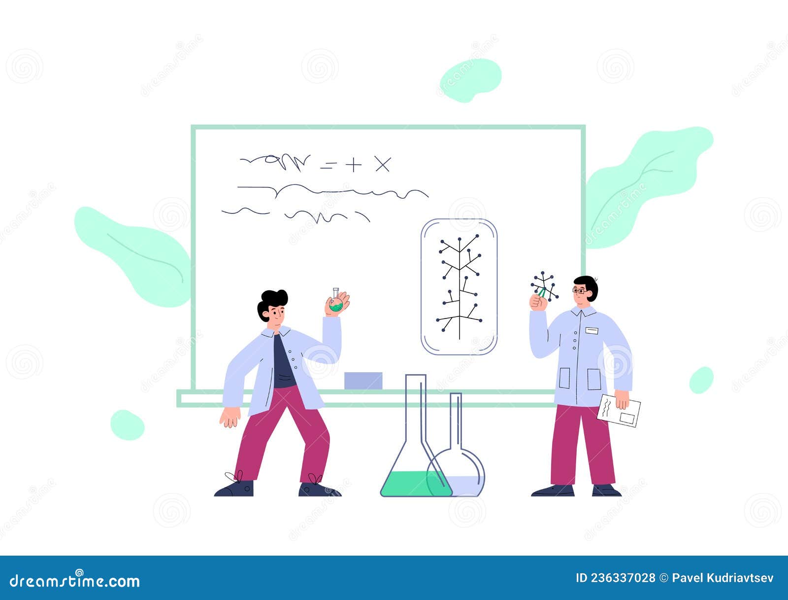 Bioengineers Developing Biotechnology Flat Vector Illustration Isolated ...
