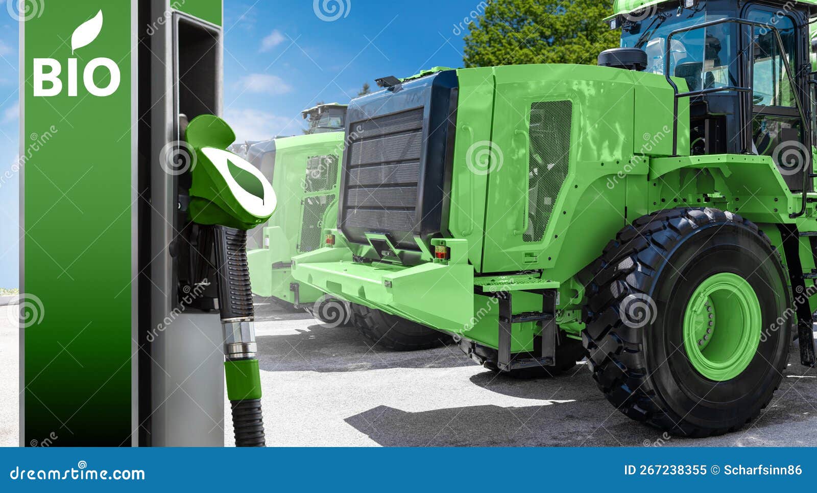 Biofuel Filling Station with Construction Machines Stock Image - Image ...