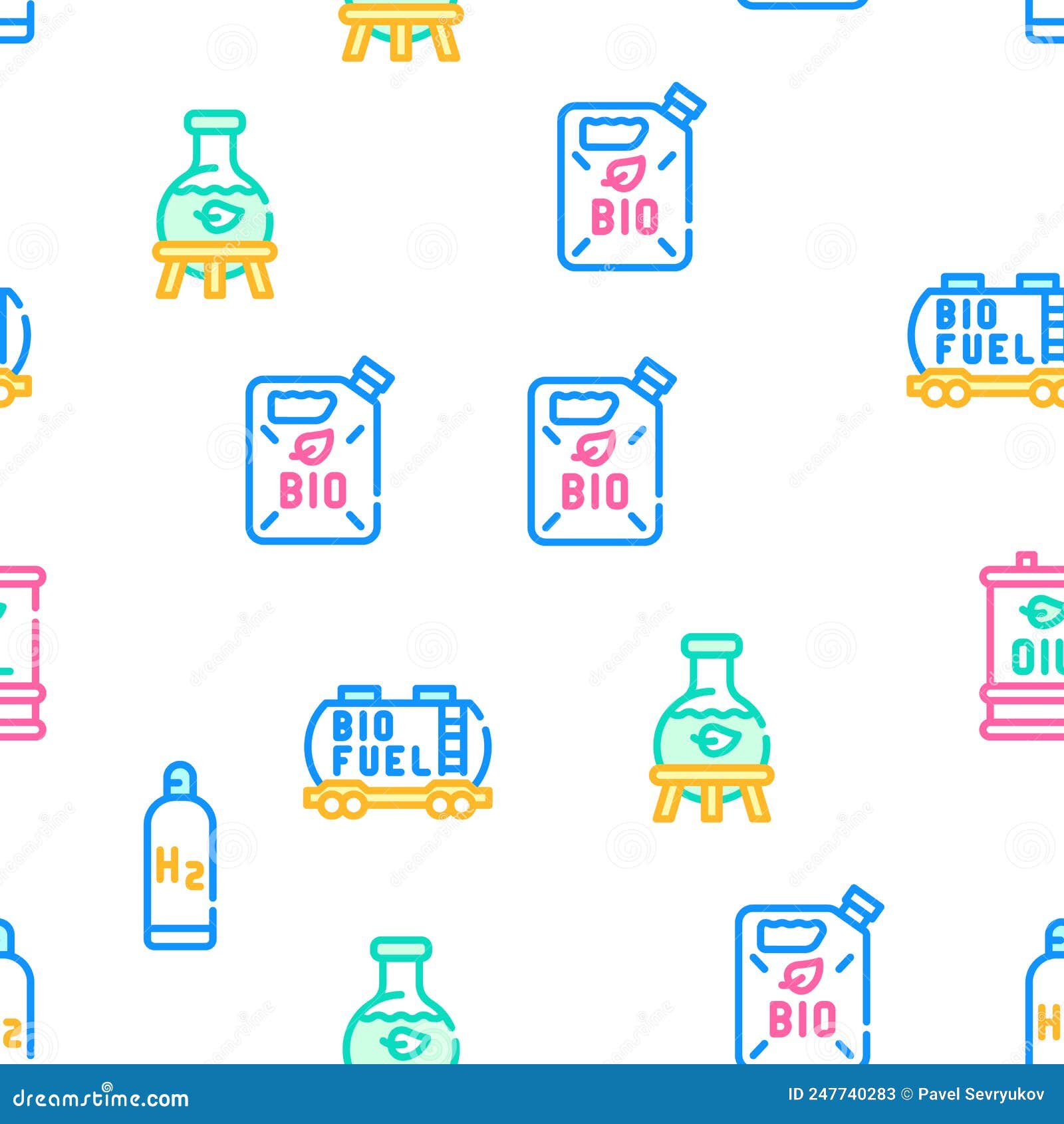 Biofuel Green Energy Vector Seamless Pattern Stock Illustration ...