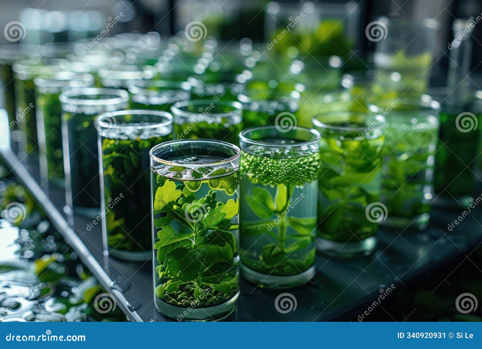 Biofuel Research: Top View Of Algae And Microalgae In Laboratory For ...