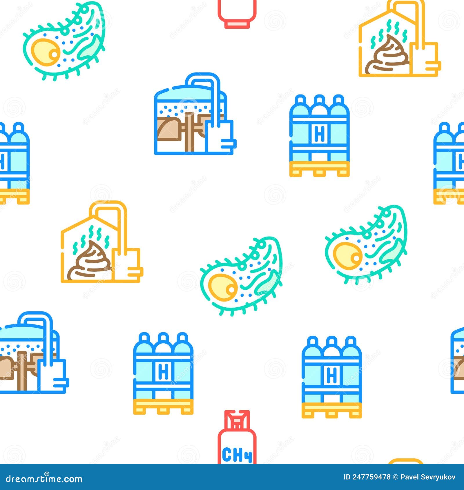 Biogas Energy Fuel Vector Seamless Pattern Stock Illustration ...