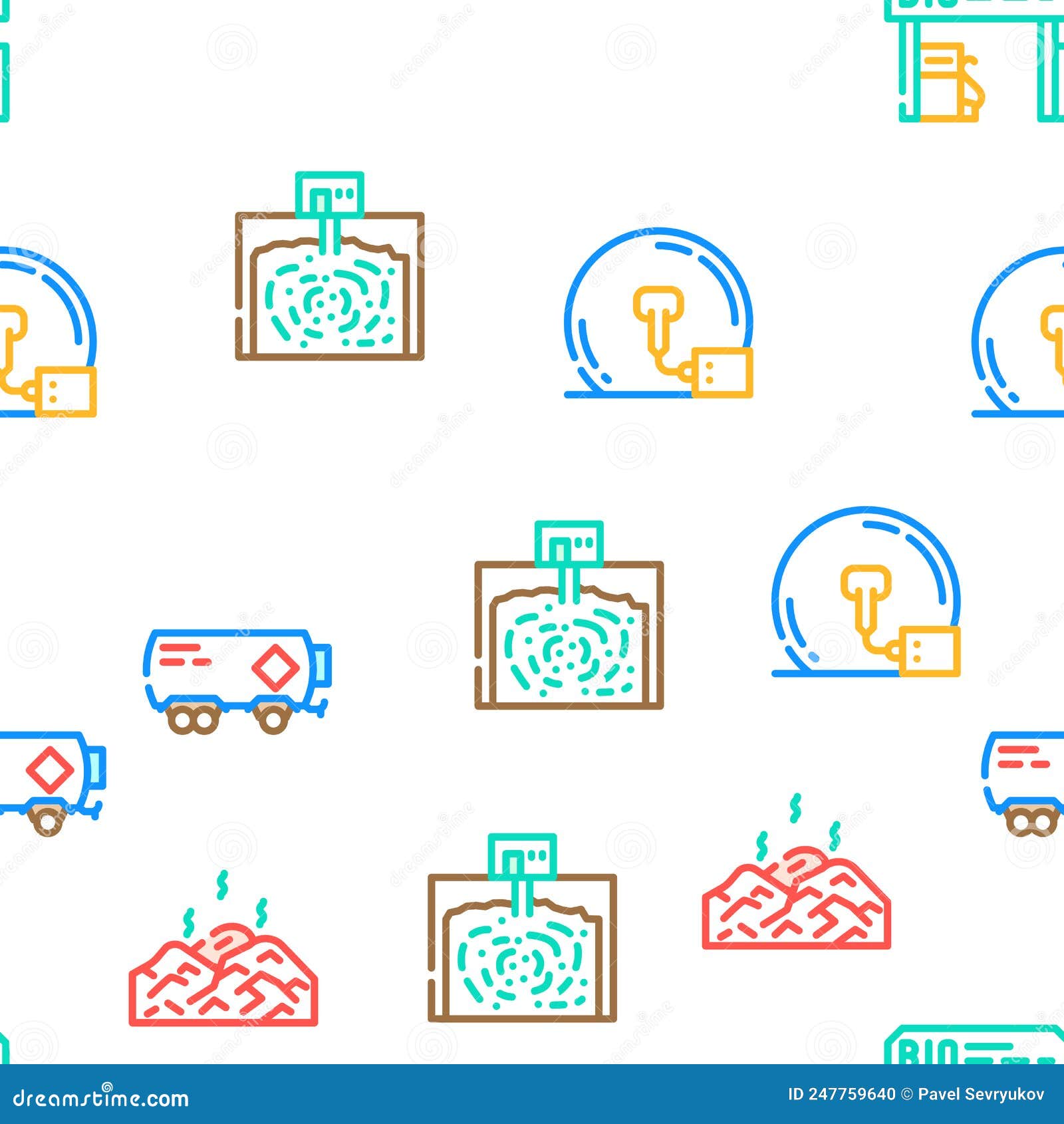 Biogas Energy Fuel Vector Seamless Pattern Stock Vector - Illustration ...