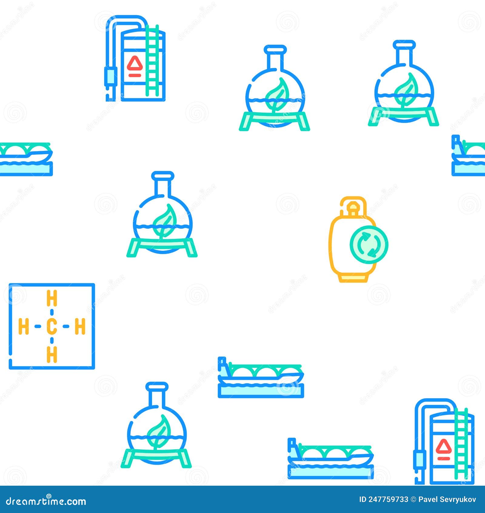 Biogas Energy Fuel Vector Seamless Pattern Stock Illustration ...
