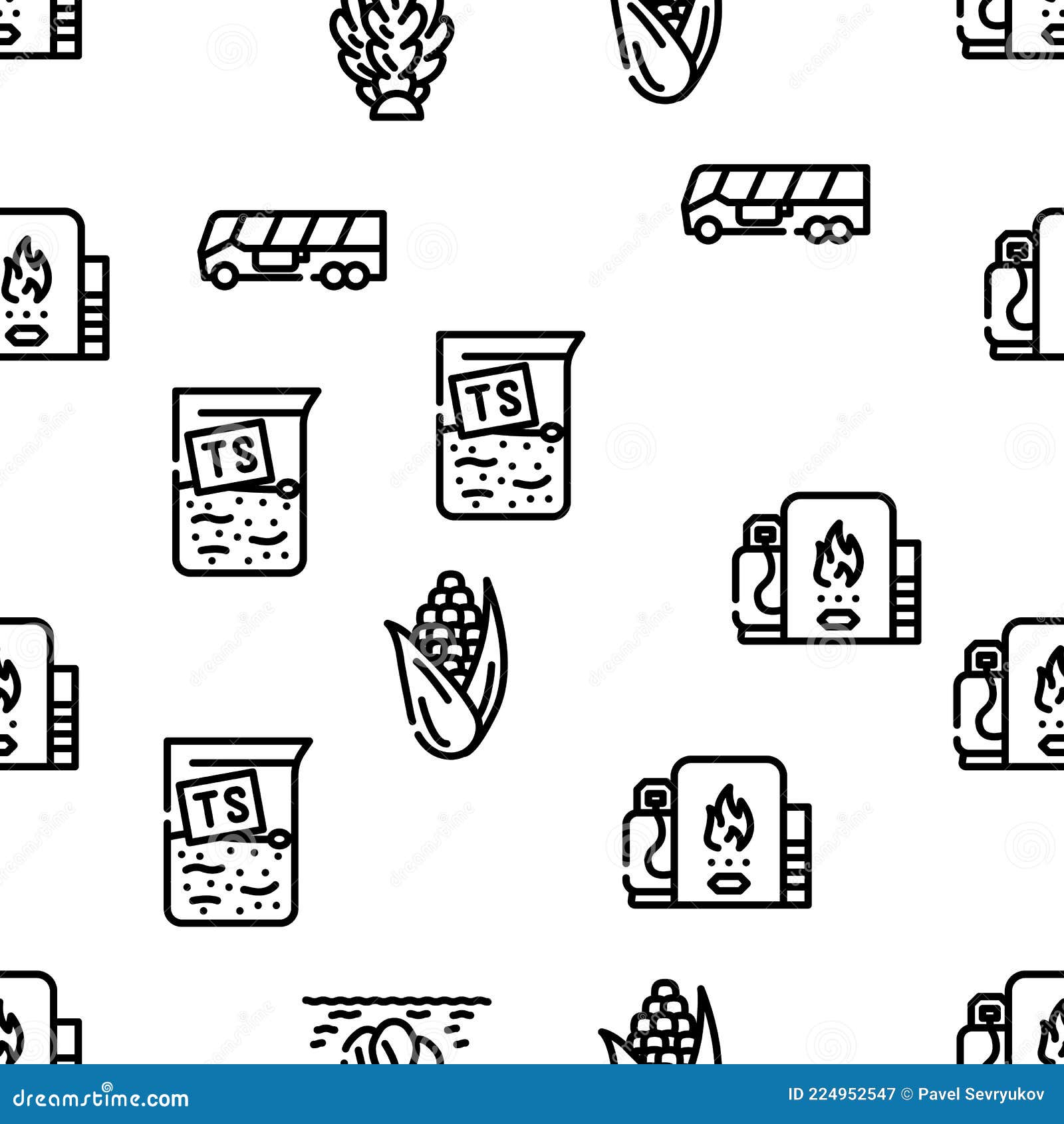 Biogas Energy Fuel Vector Seamless Pattern Stock Vector - Illustration ...