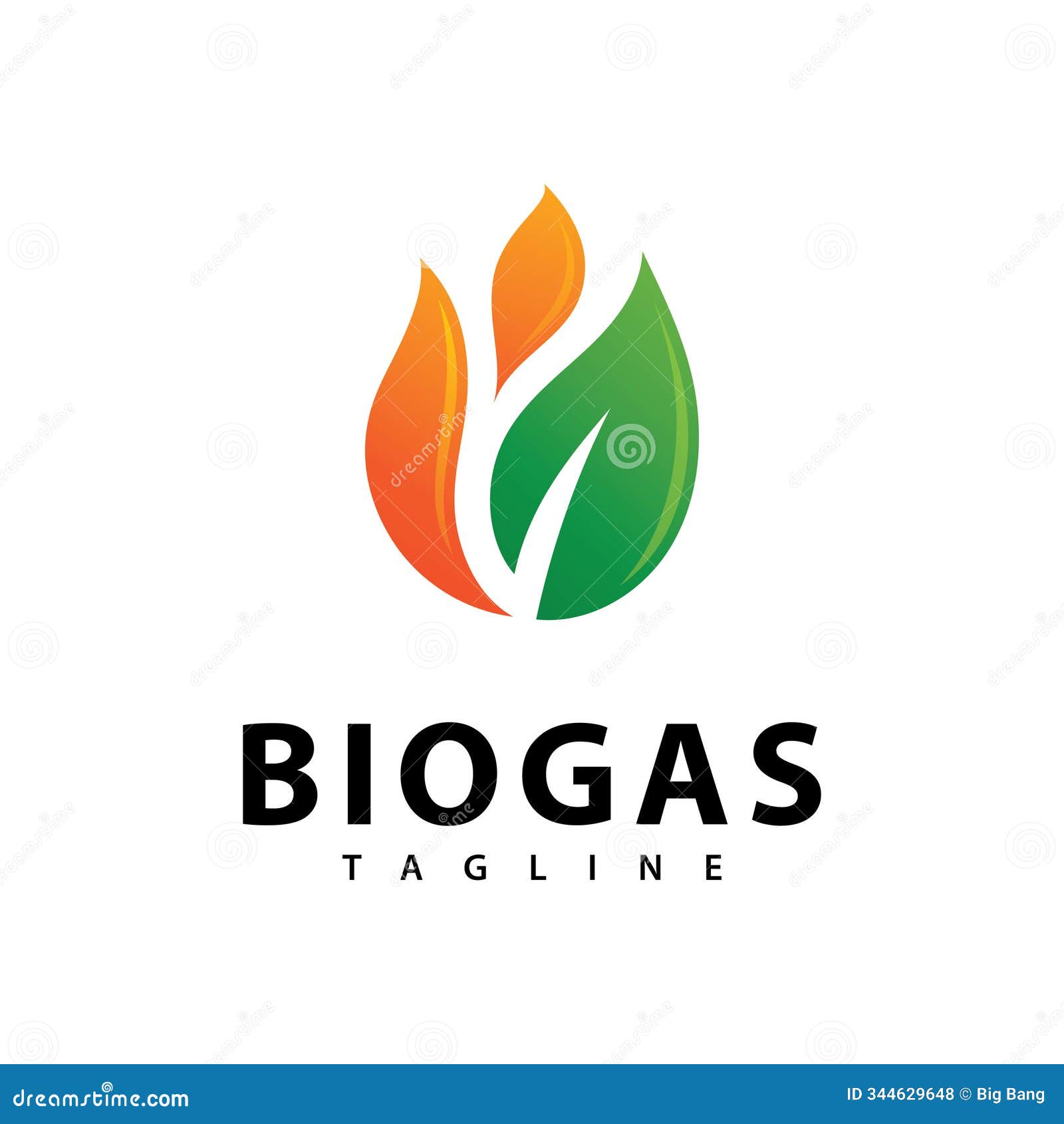 Biogas Energy Logo with Fire and Leaf Element Stock Vector ...