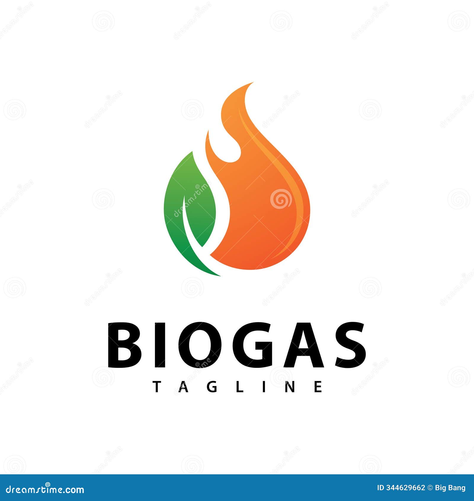 Biogas Energy Logo with Fire and Leaf Element Stock Vector ...