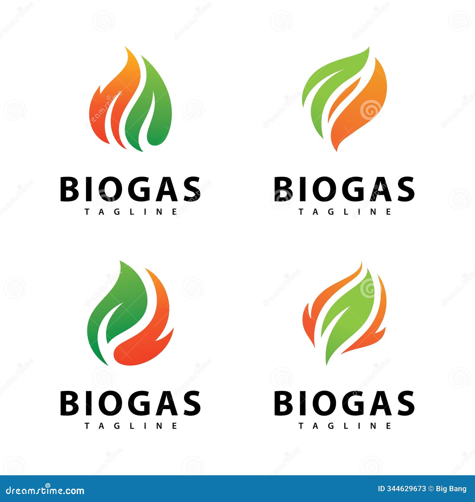 Biogas Energy Logo with Fire and Leaf Element Stock Vector ...