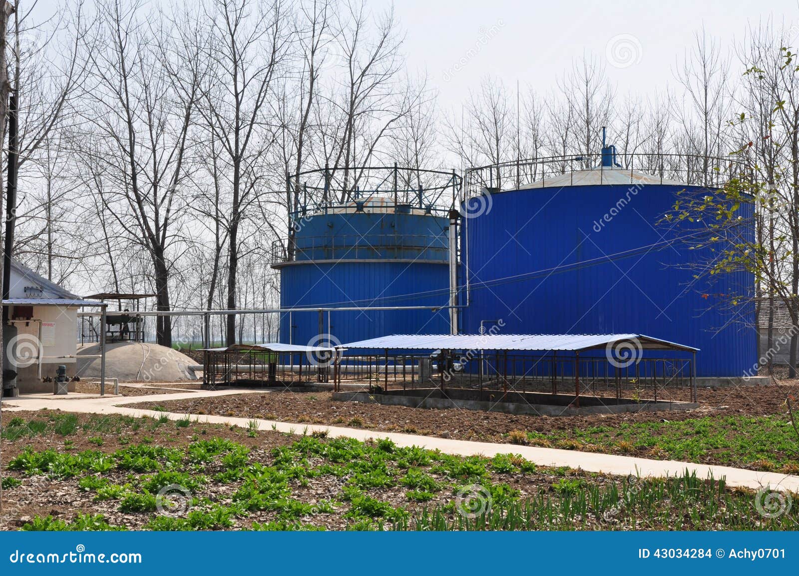 Biogas engineering plant editorial stock image. Image of electric ...