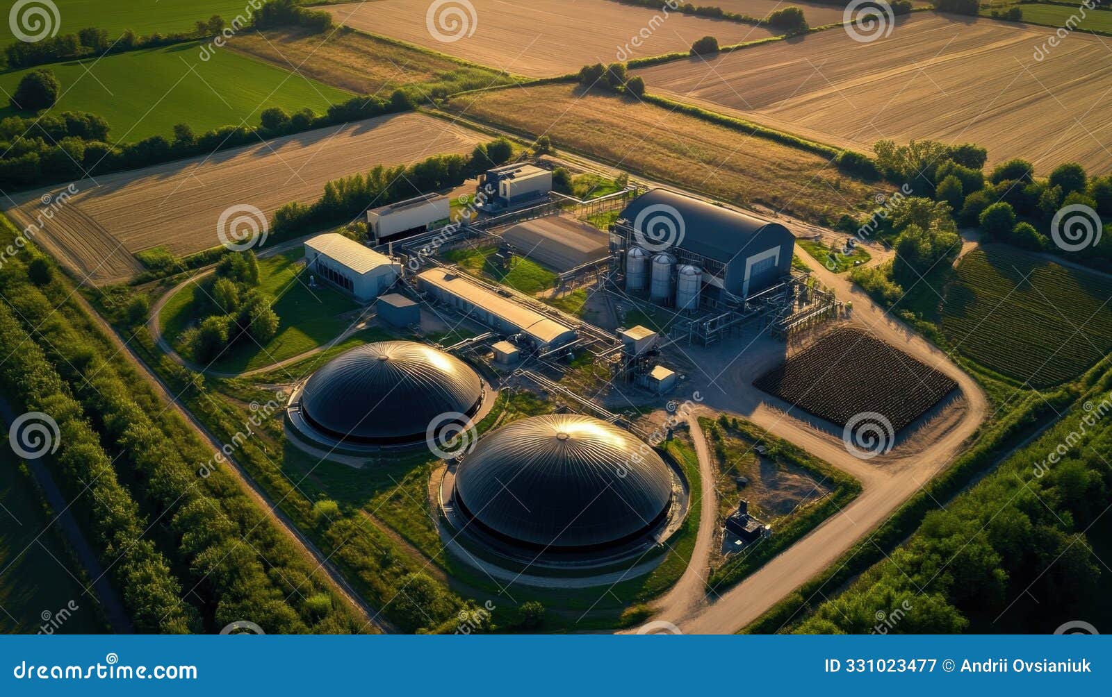 Aerial View of a Biogas Facility in Fields during Daylight Stock Image ...