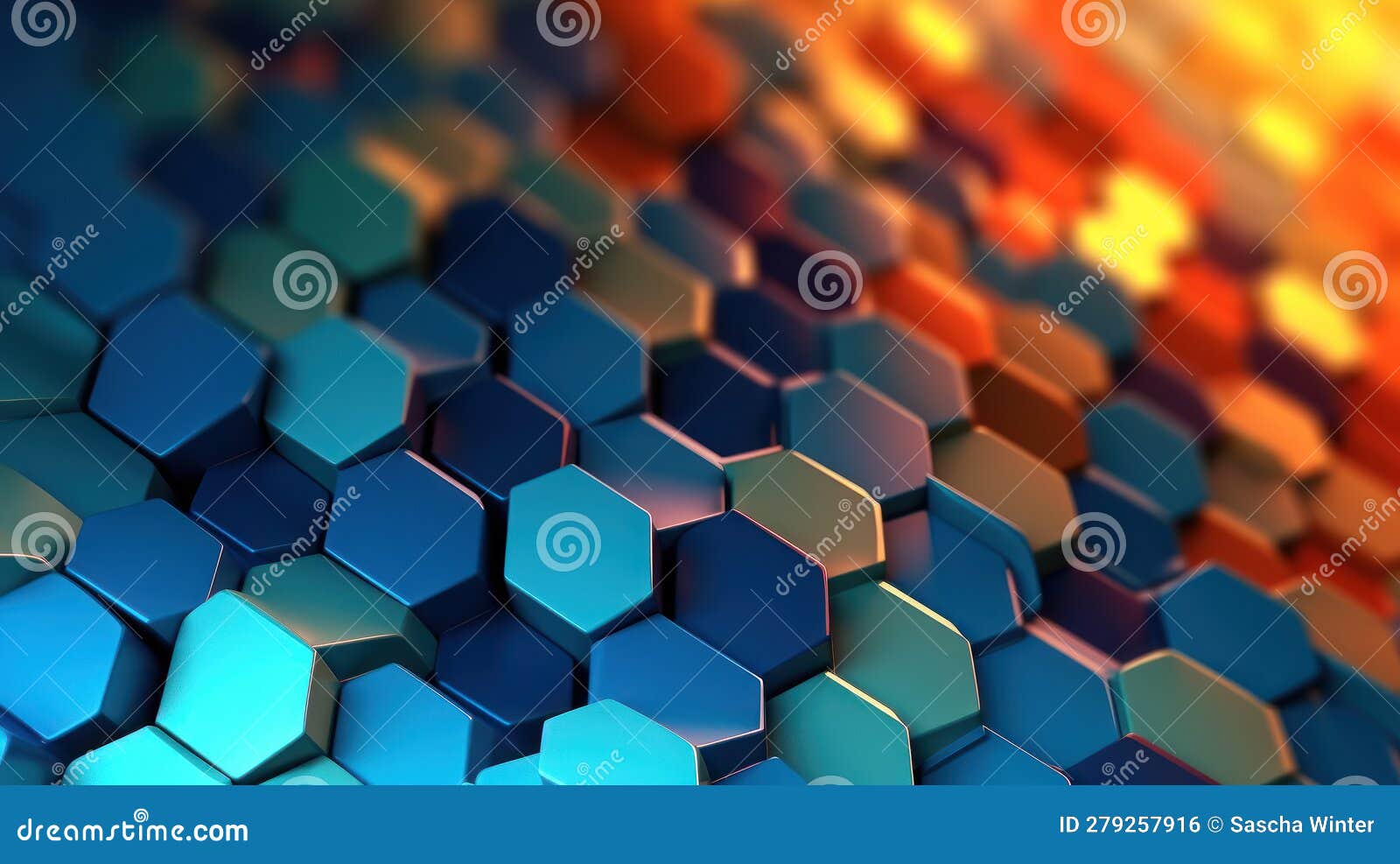 Biogenic Hexagons: Blue To Orange Color Gradient in a Hexagonal ...
