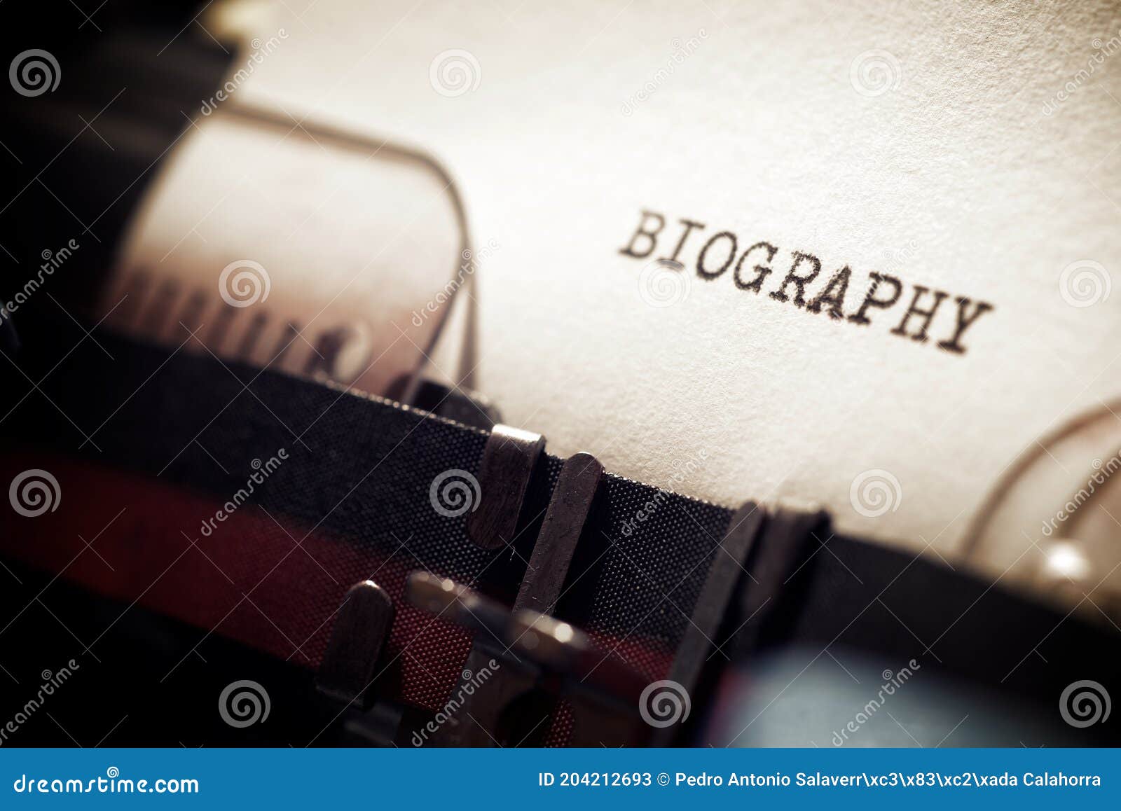Biography concept view stock image. Image of typewriter - 204212693