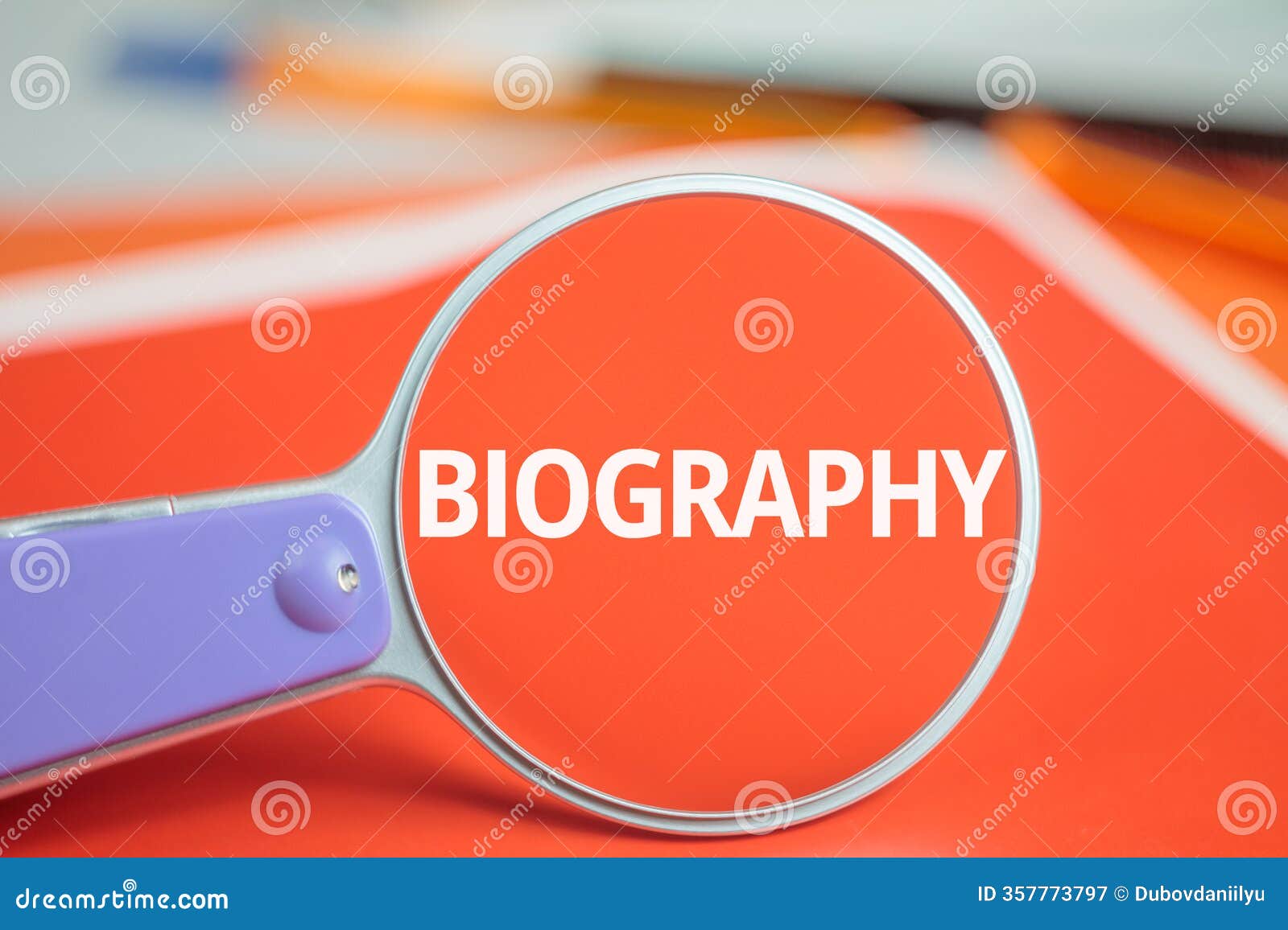 Biography Text Magnifying Glass Background Stock Image - Image of ...