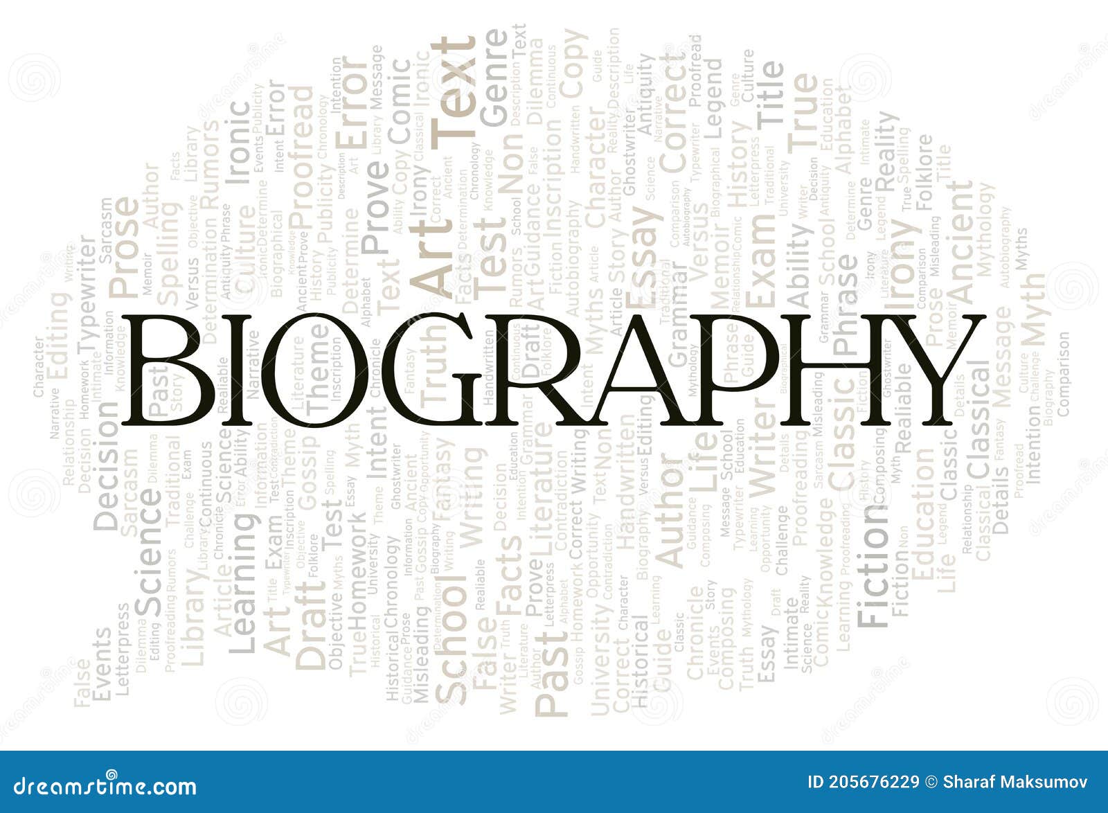 Biography Typography Word Cloud Create with the Text only Stock ...