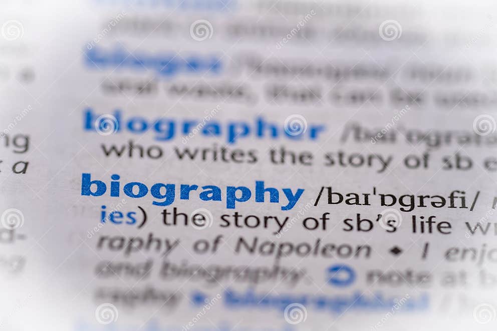 Biography Word in a Dictionary. Selective Focus, Close Up Stock Photo ...