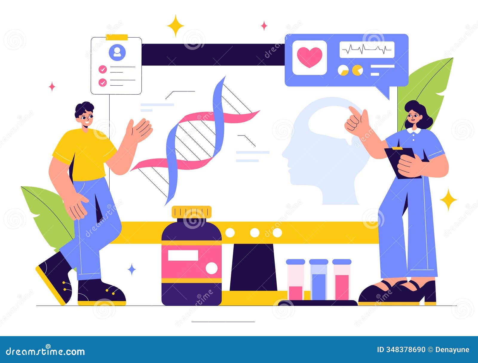 Biohack Vector Illustration Featuring Technological Processes of ...