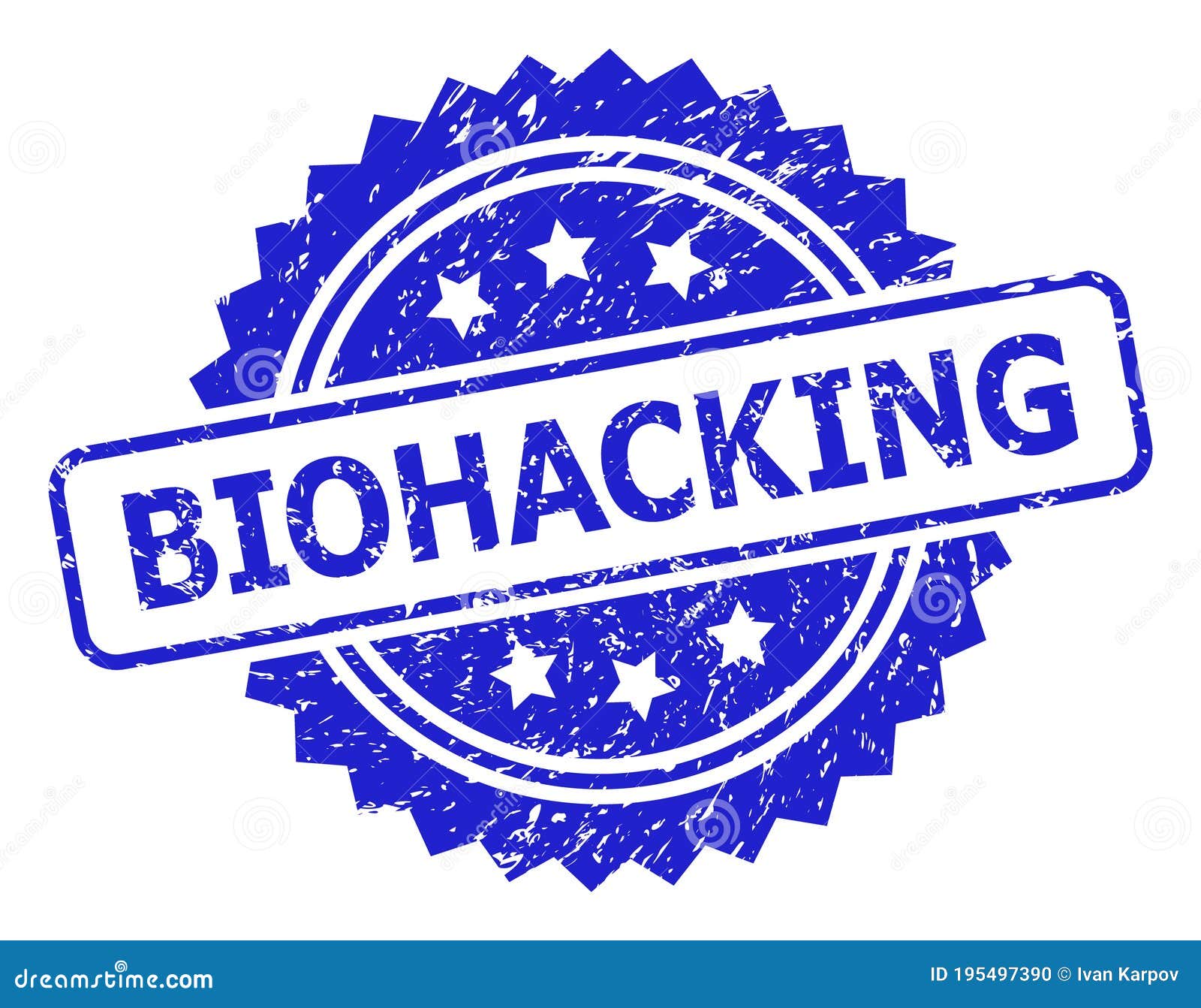 BIOHACKING Blue Rosette Watermark with Distress Style Stock Vector ...