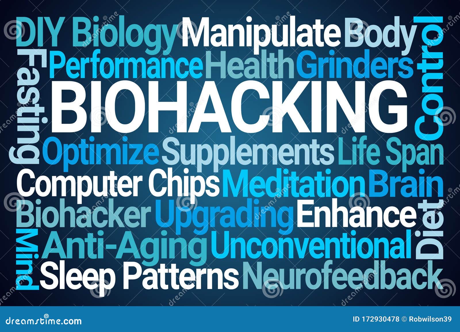 Biohacking Word Cloud stock illustration. Illustration of fasting ...