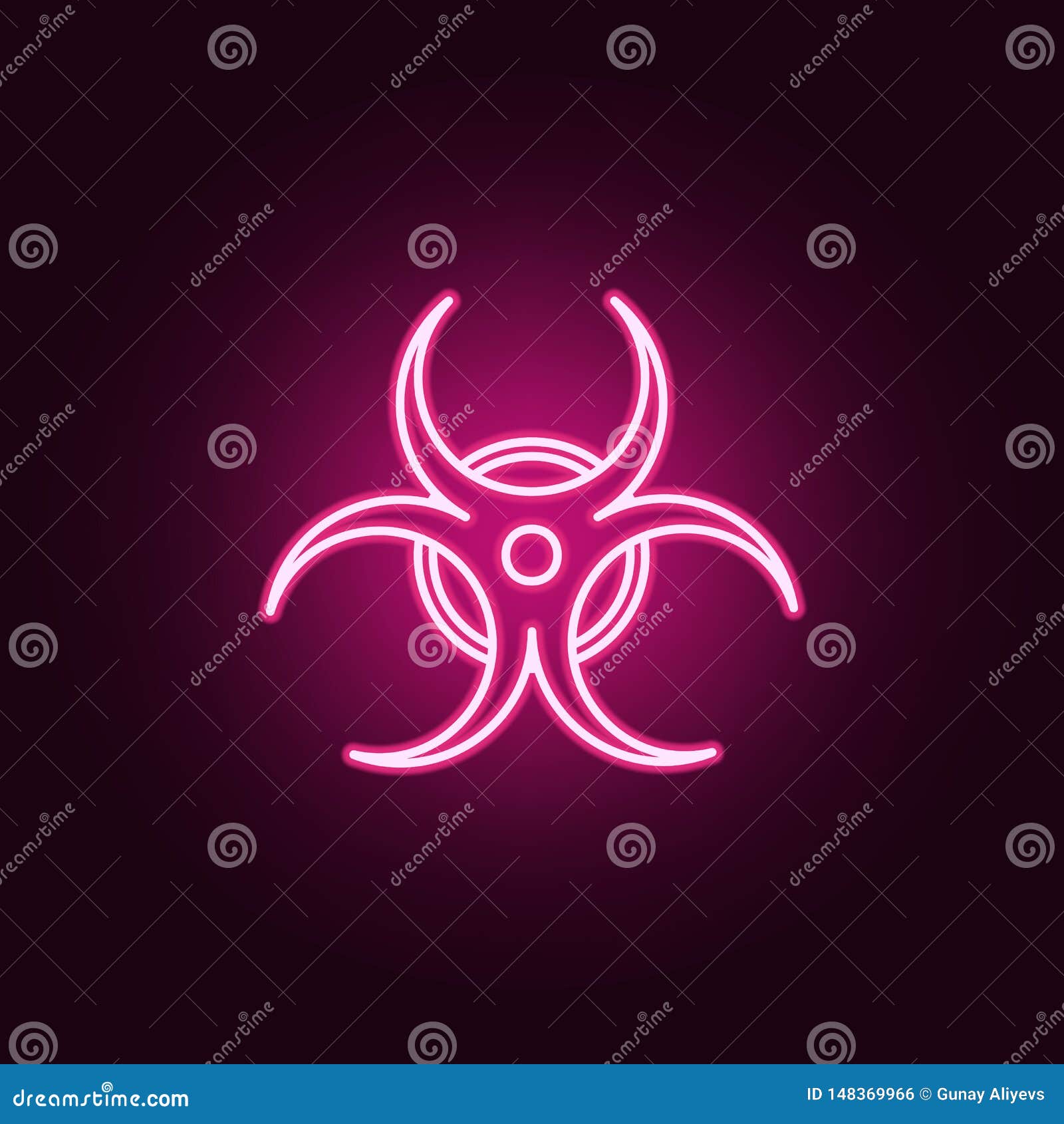 Biohazard Biological Hazard Warning Sign or Symbol Neon Icon. Elements ...