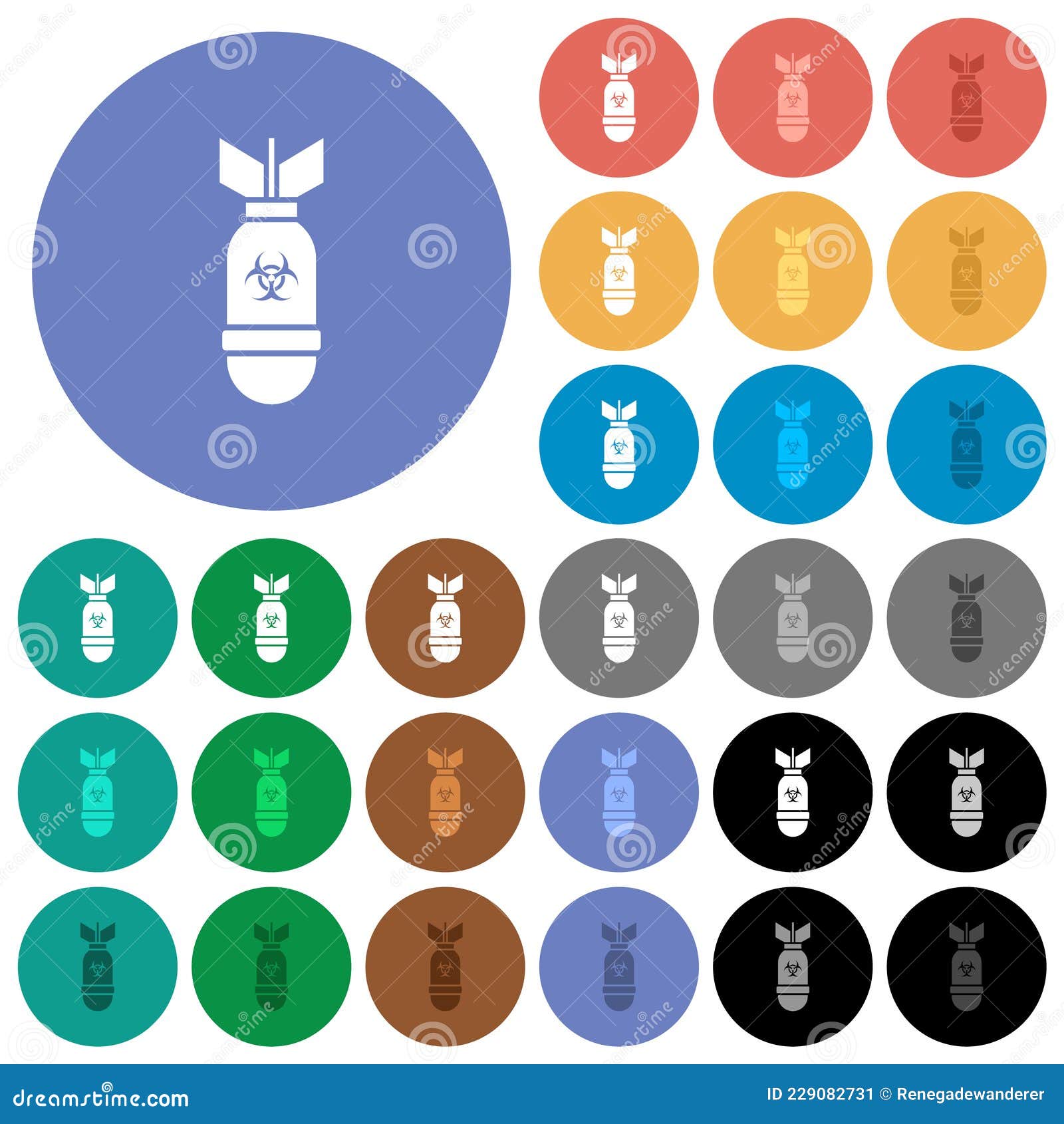 Biohazard Bomb Round Flat Multi Colored Icons Stock Vector ...
