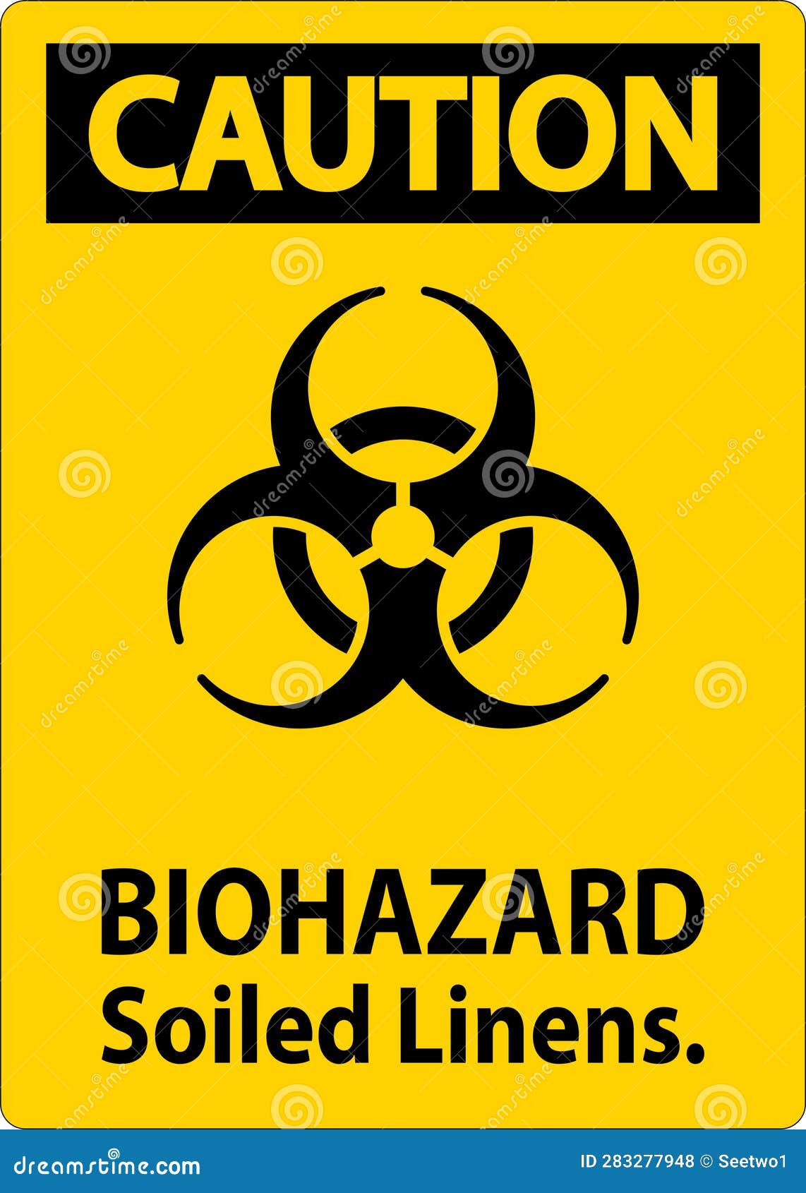 Biohazard Caution Label Biohazard Soiled Linens Stock Vector ...